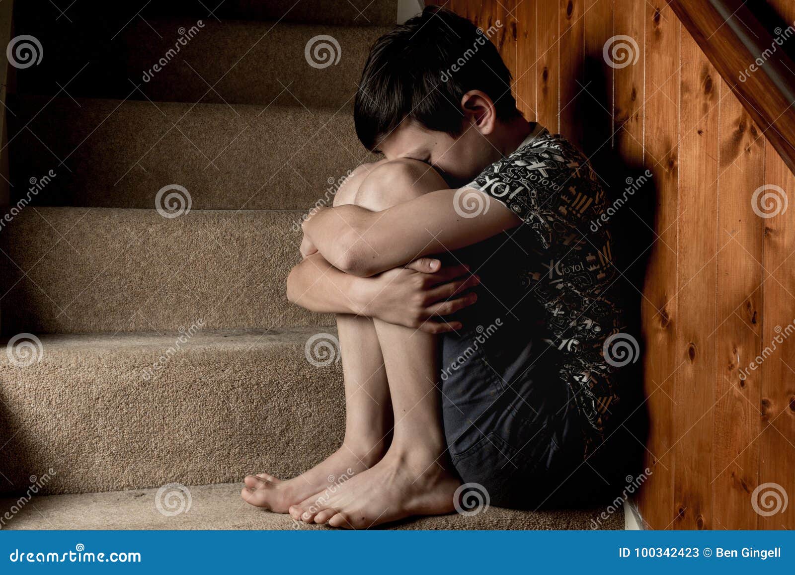 Sad young boy stock image. Image of feel, frightened - 100342423