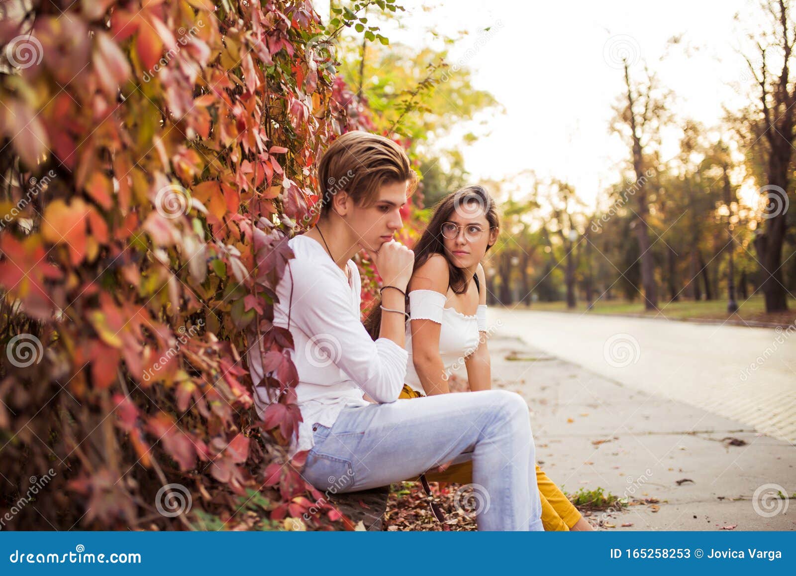 Sad Young Couple Talking about Their Problems Stock Image - Image of ...