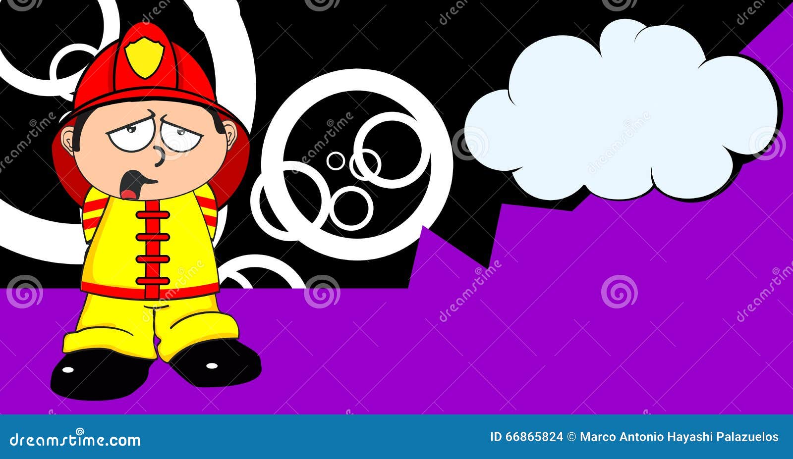Sad Young Firefighter Kid Cartoon Background Stock Vector ...