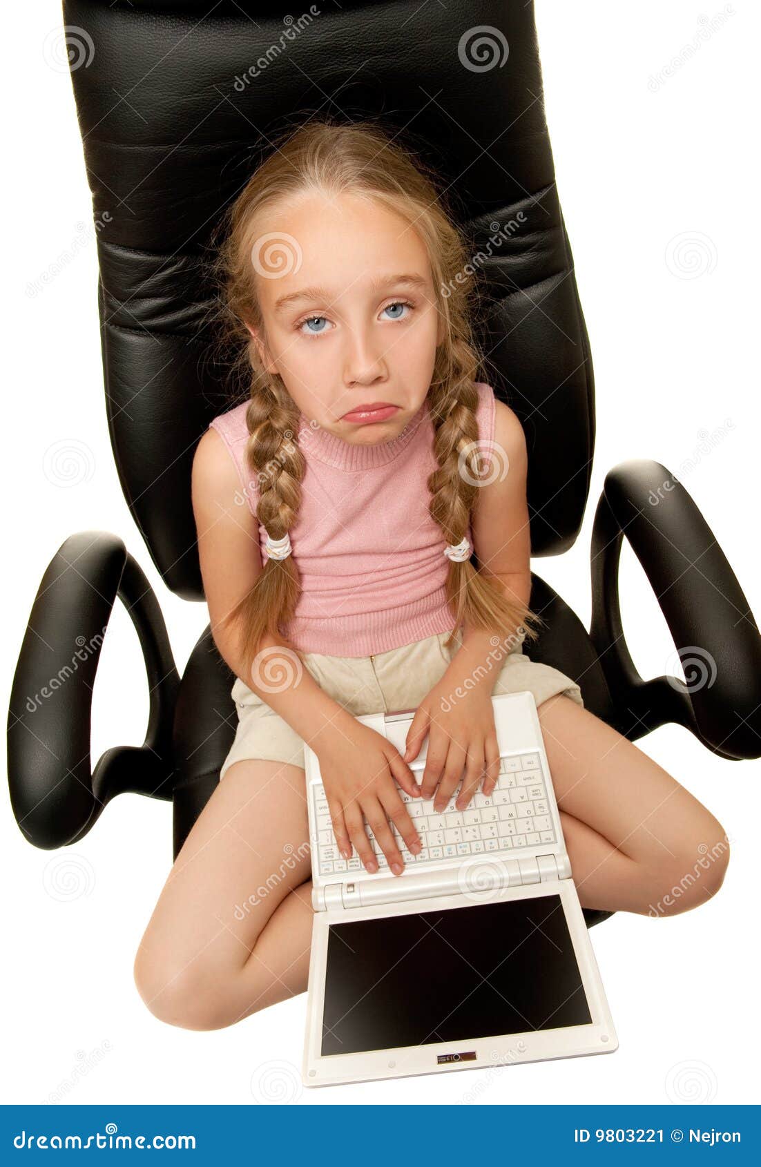 Sad young girl with laptop stock image. Image of disappointed - 9803221