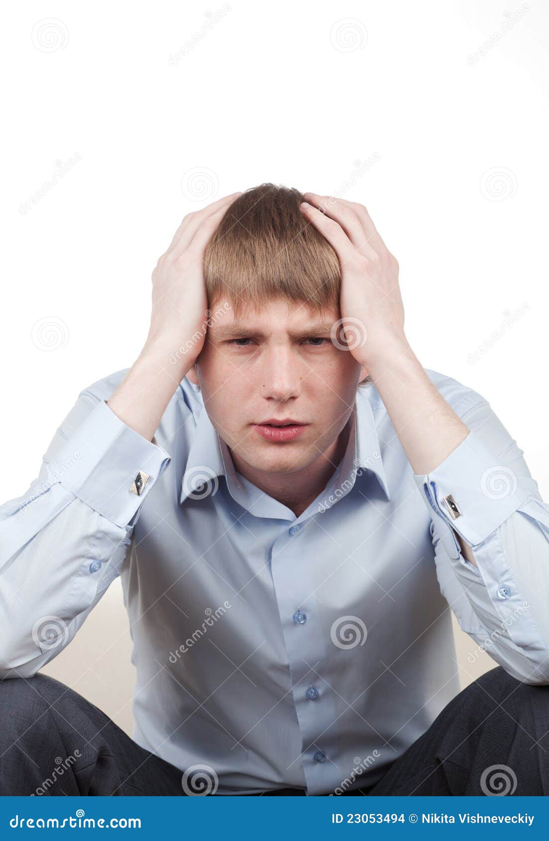 Sad young man stock photo. Image of studio, person, depressed - 23053494