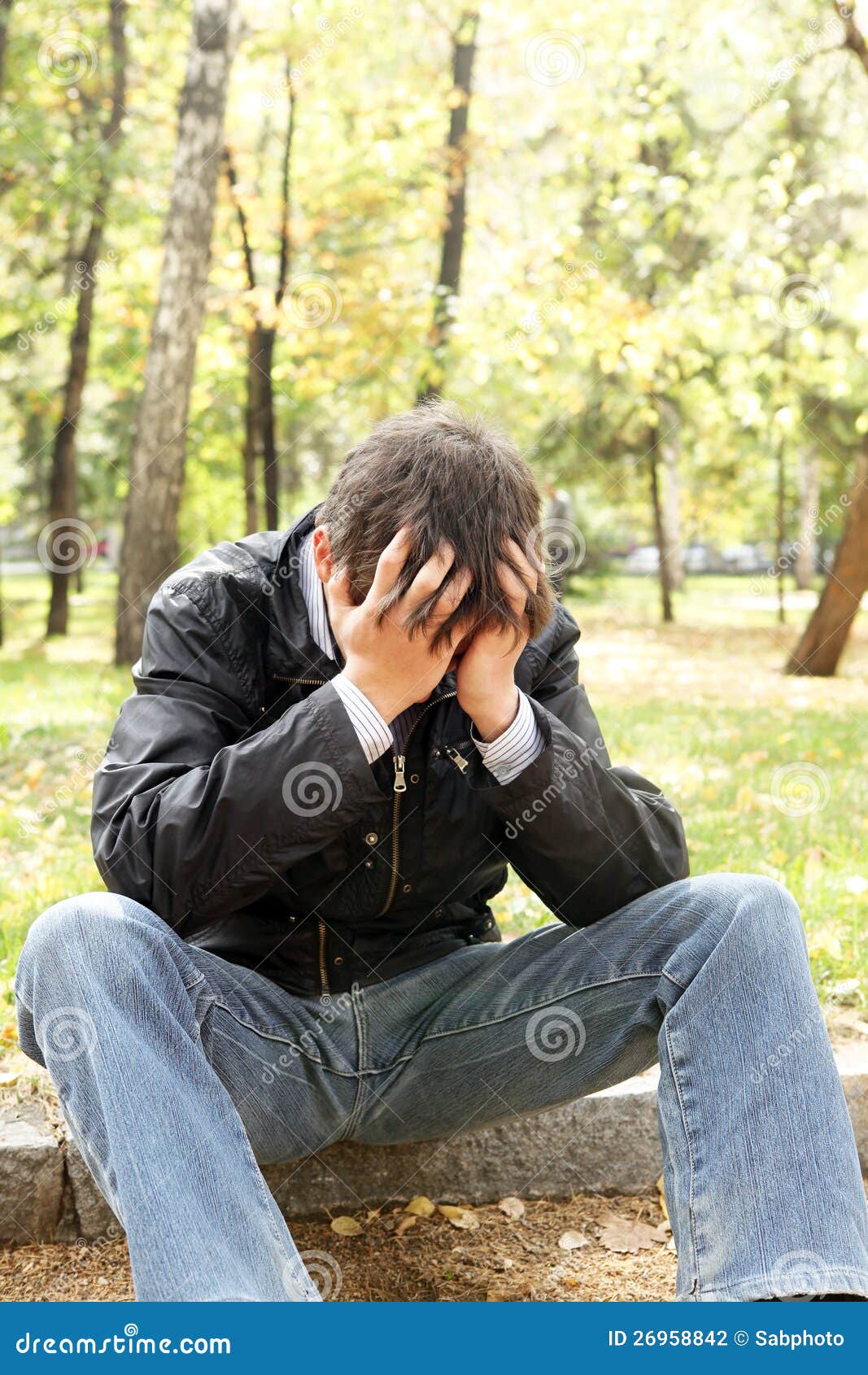 Sad young man stock photo. Image of confused, autumn - 26958842