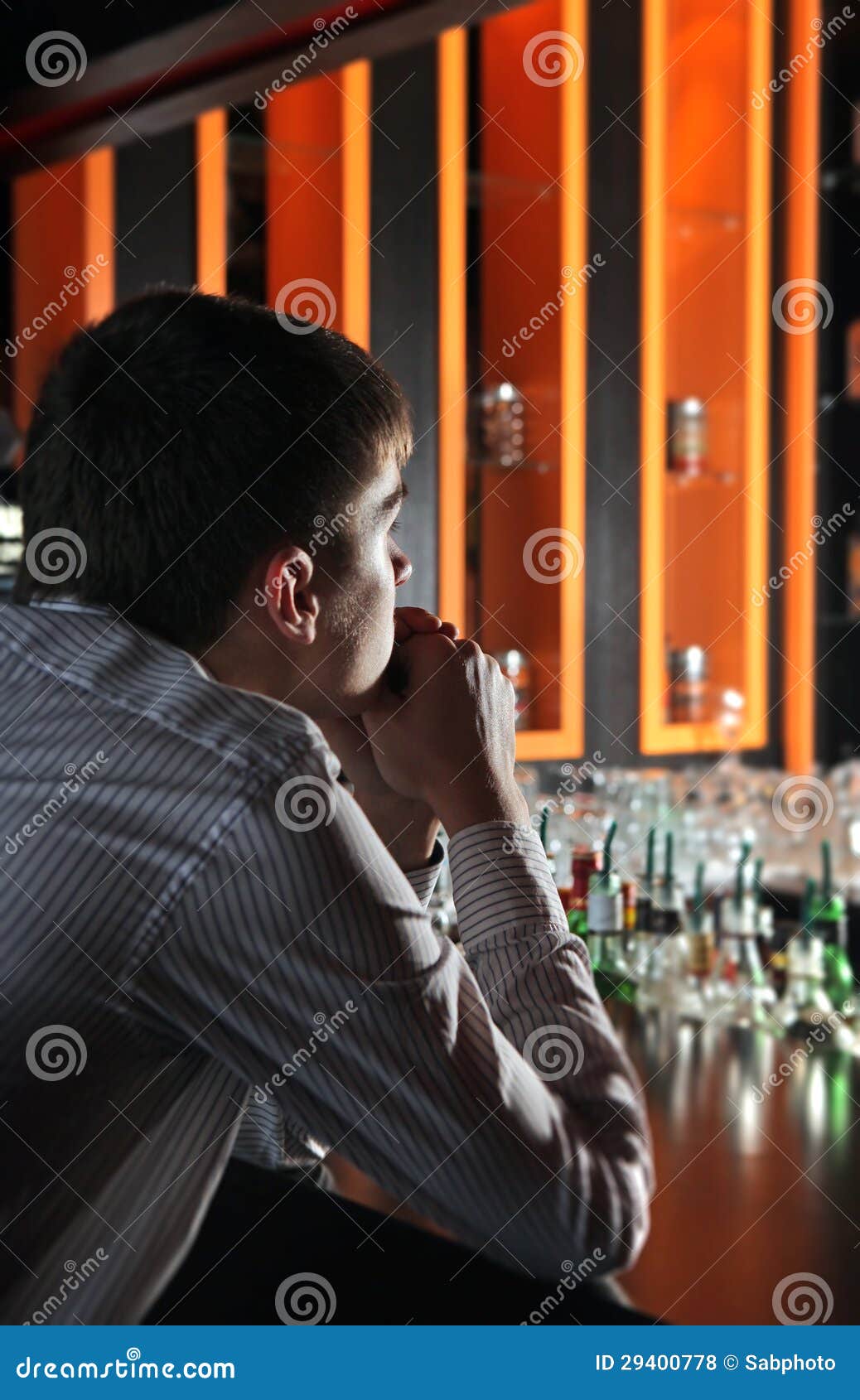 Sad Young Man at the Bar stock photo. Image of restaurant - 29400778
