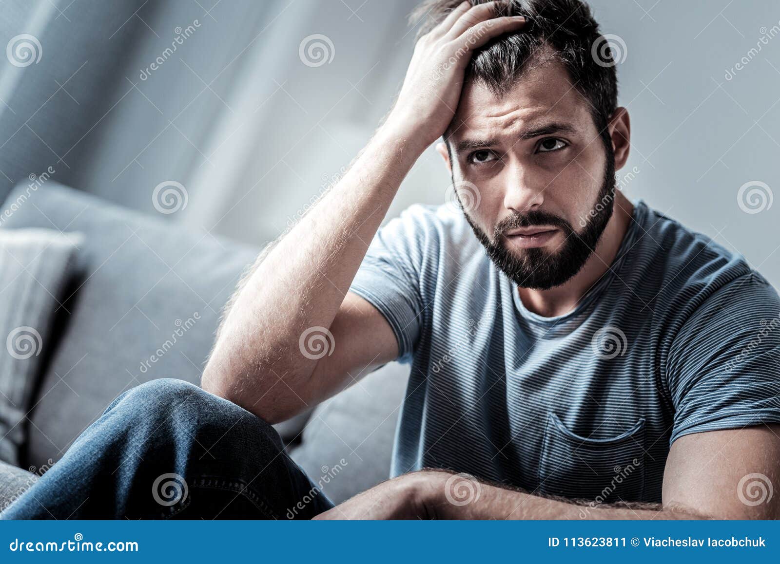 Sad Young Man Being in a Difficult Situation Stock Image - Image of ...