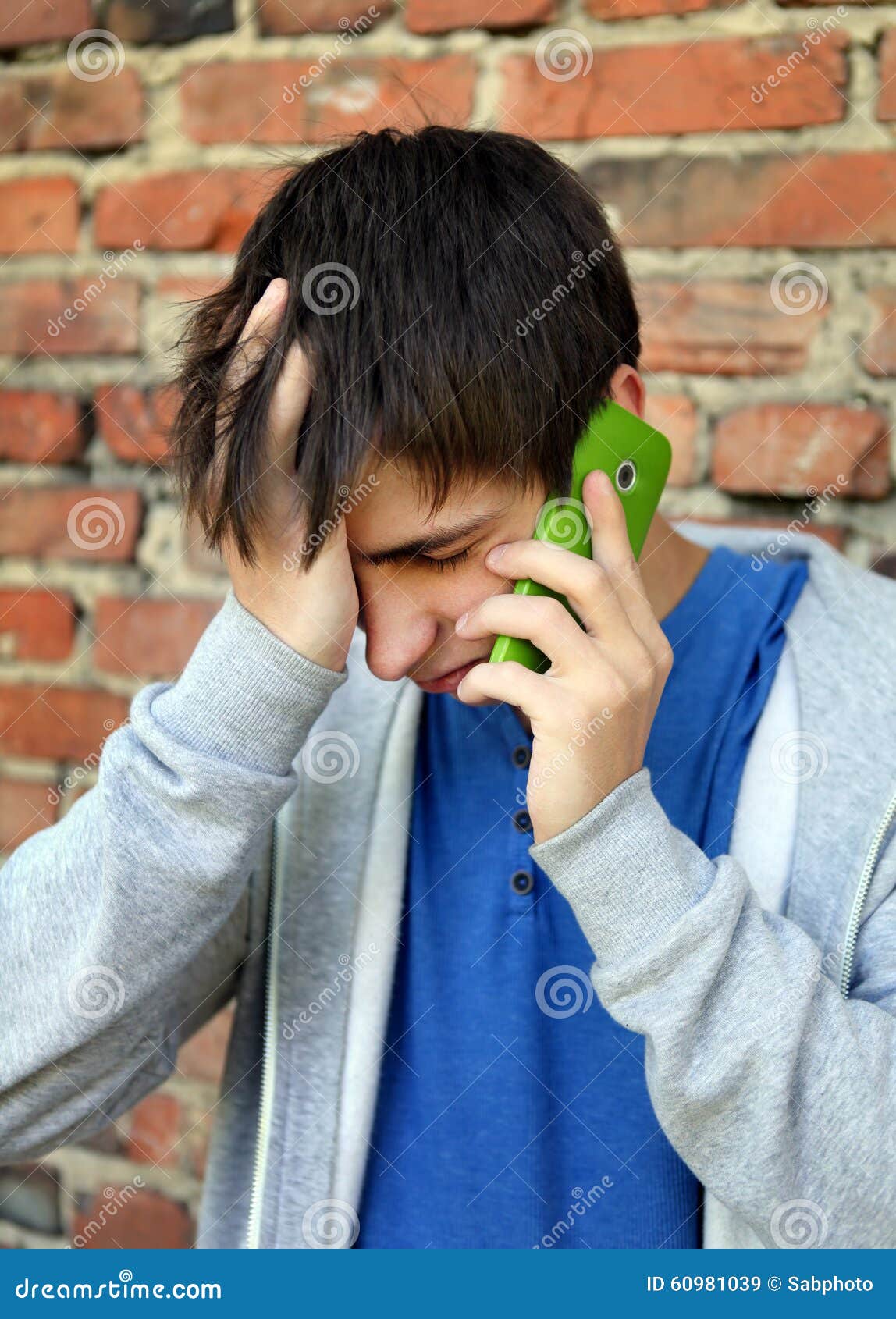 Sad Young Man with Cellphone Stock Image - Image of call, hopeless ...