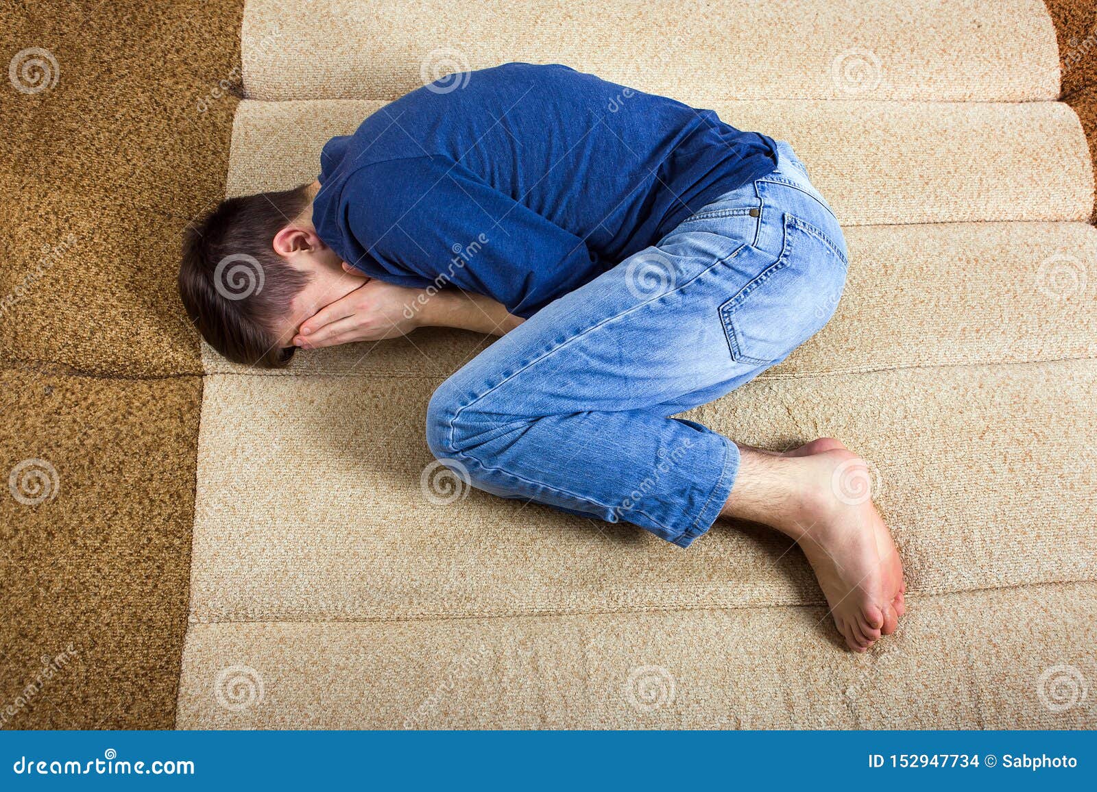 Sad Young Man crying stock photo. Image of stress, dejected - 152947734