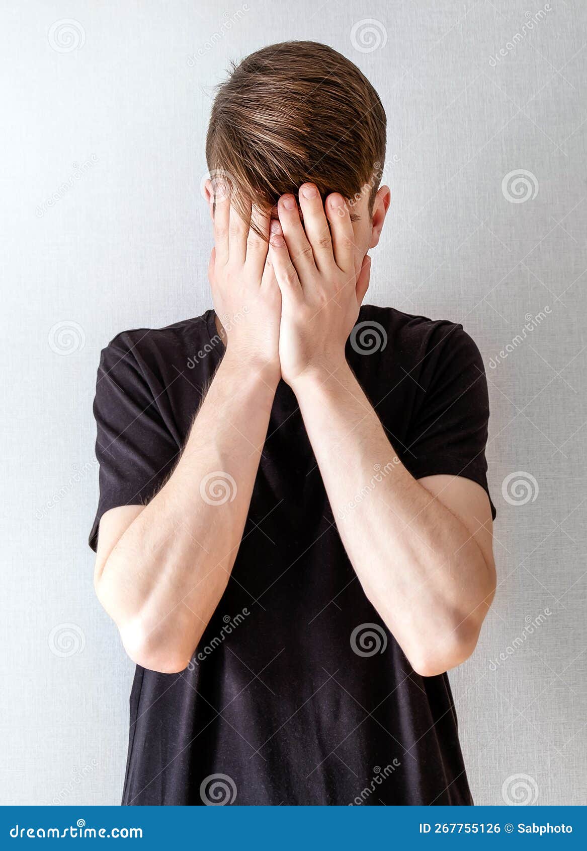 Sad Young Man is Crying stock photo. Image of face, sorrow - 267755126