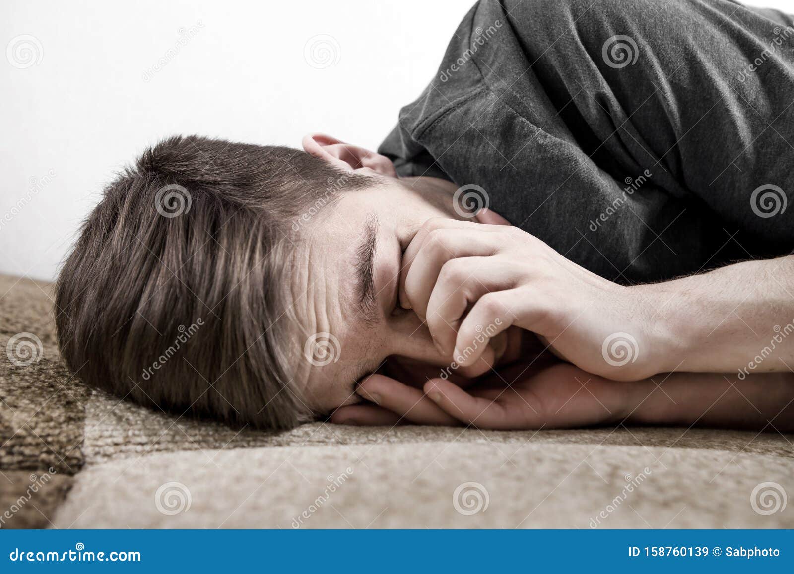 Sad Young Man stock image. Image of crying, sorrowful - 158760139
