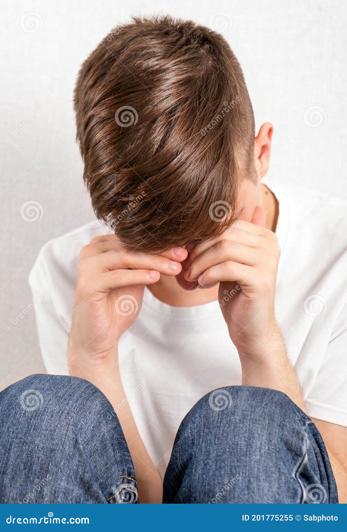 Sad Young Man stock image. Image of tearful, trouble - 201775255