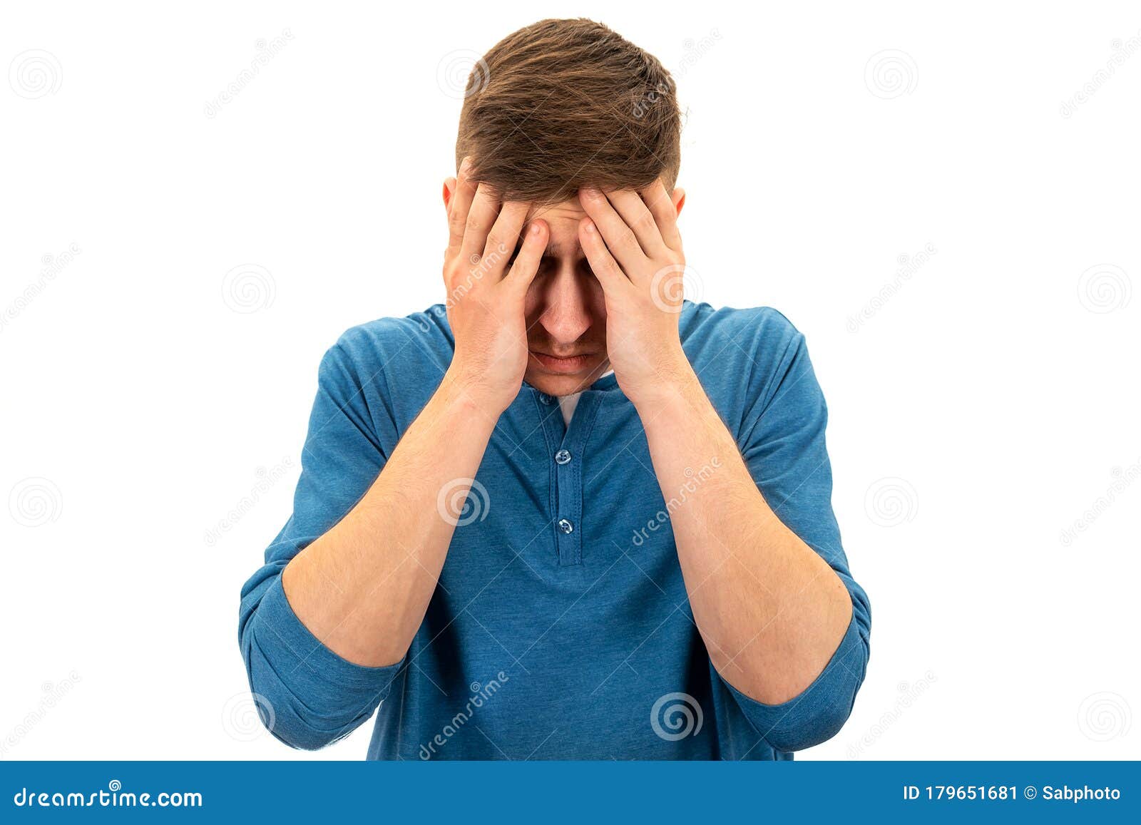Sad Young Man stock image. Image of hands, failure, distress - 179651681