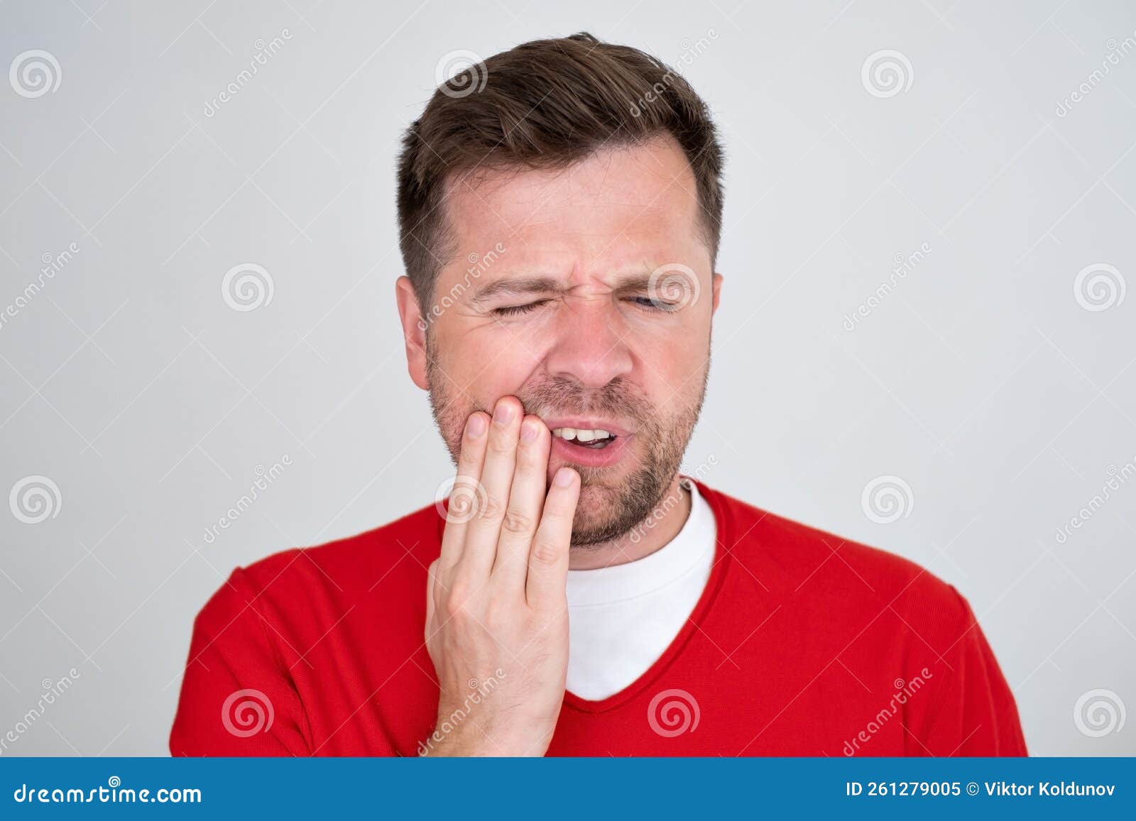 Sad Young Man Having a Toothache Isolated Over White Background Stock ...