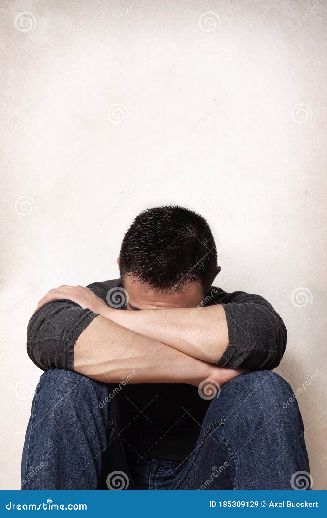 Sad Young Man Hiding His Face Stock Image - Image of emotional, copy ...