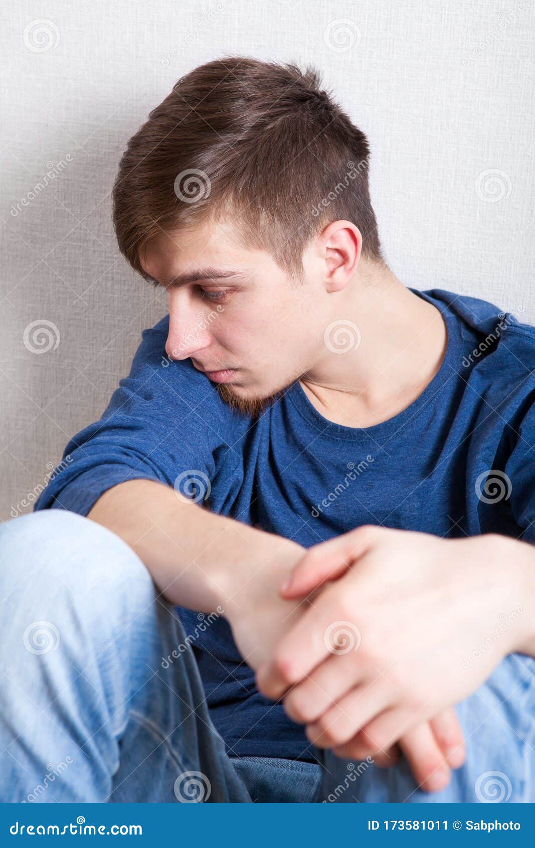 Sad Young Man stock image. Image of problem, despondent - 173581011