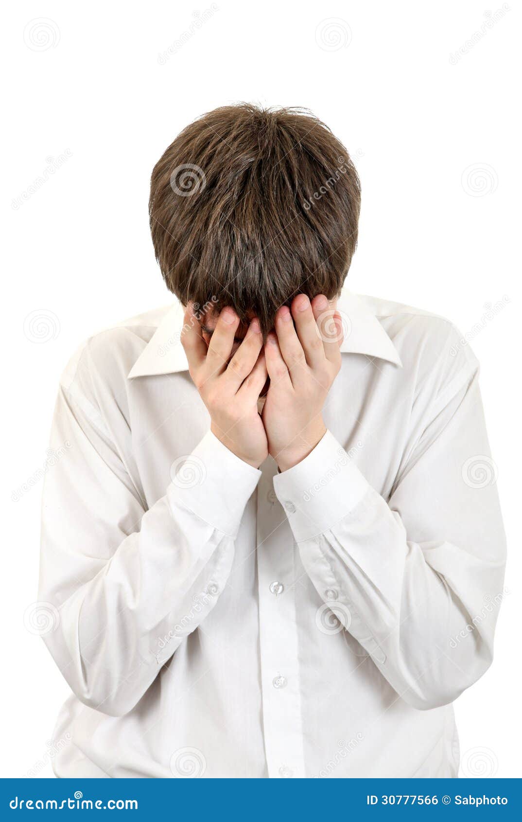 Sad Young Man Isolated stock photo. Image of person, front - 30777566