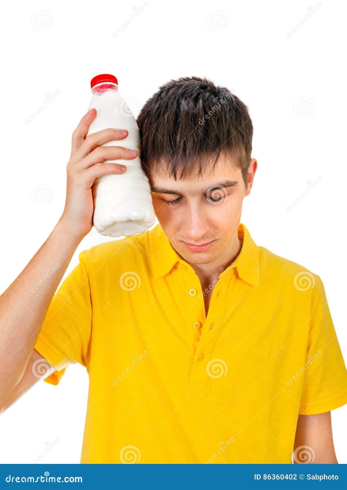 Sad Young Man with a Milk stock photo. Image of hung - 86360402