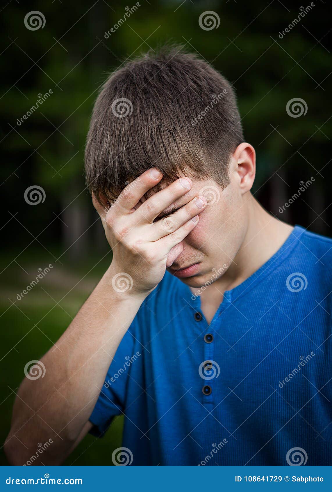 Sad Young Man stock image. Image of anxiety, hide, failure - 108641729