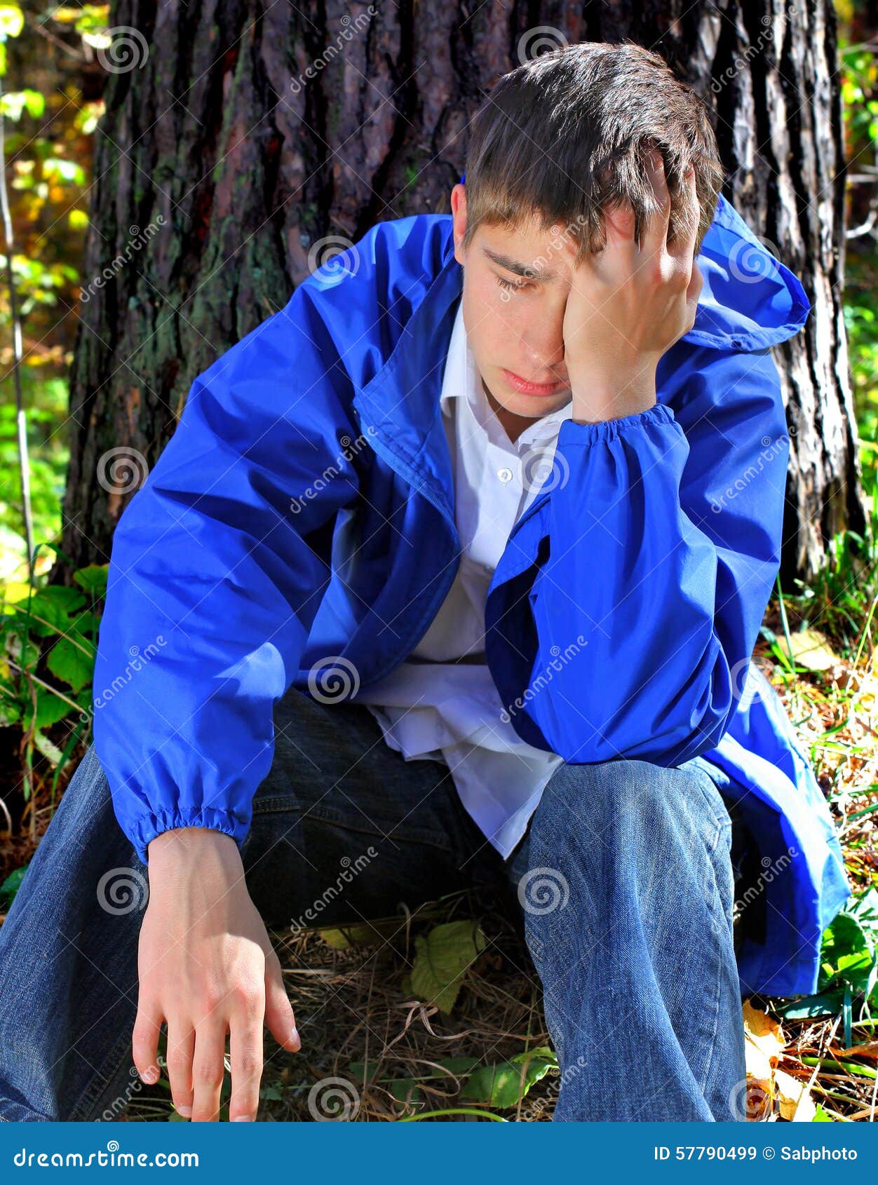 Sad Young Man outdoor stock image. Image of fail, nature - 57790499