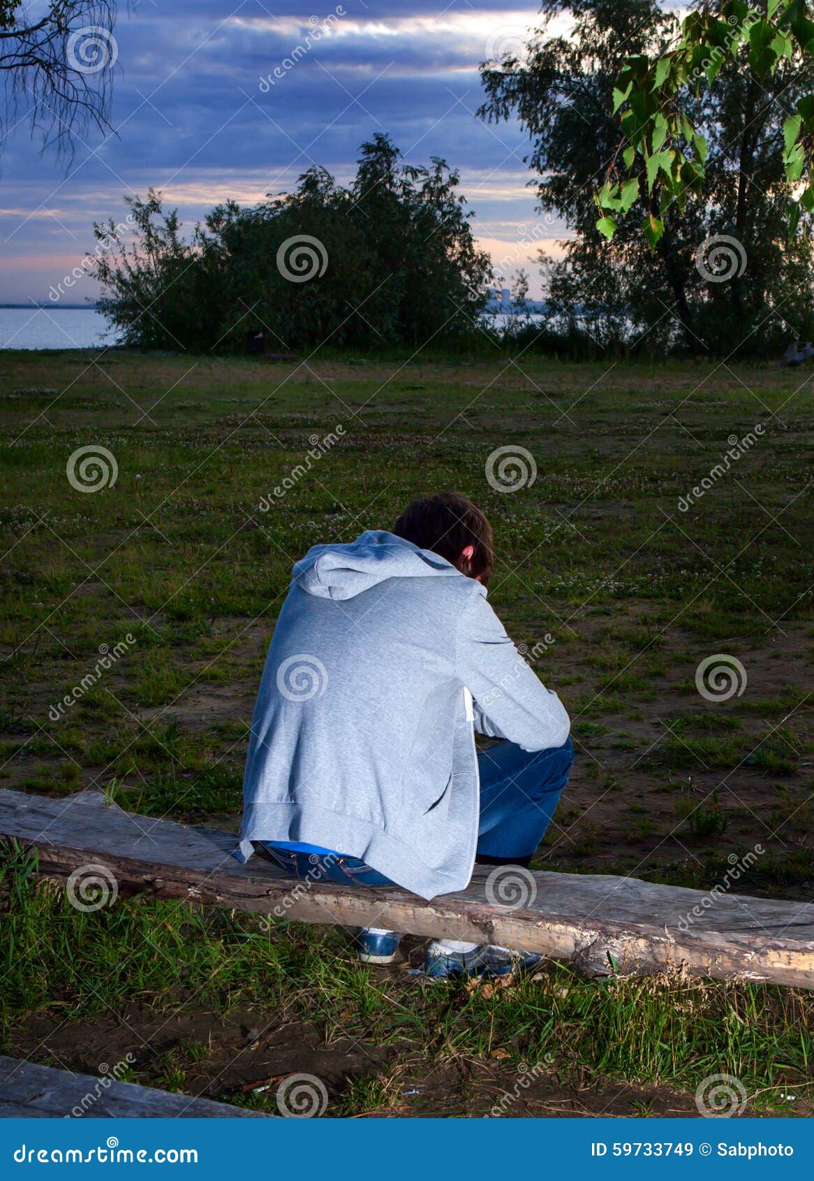 Sad Young Man outdoor stock image. Image of stress, nature - 59733749
