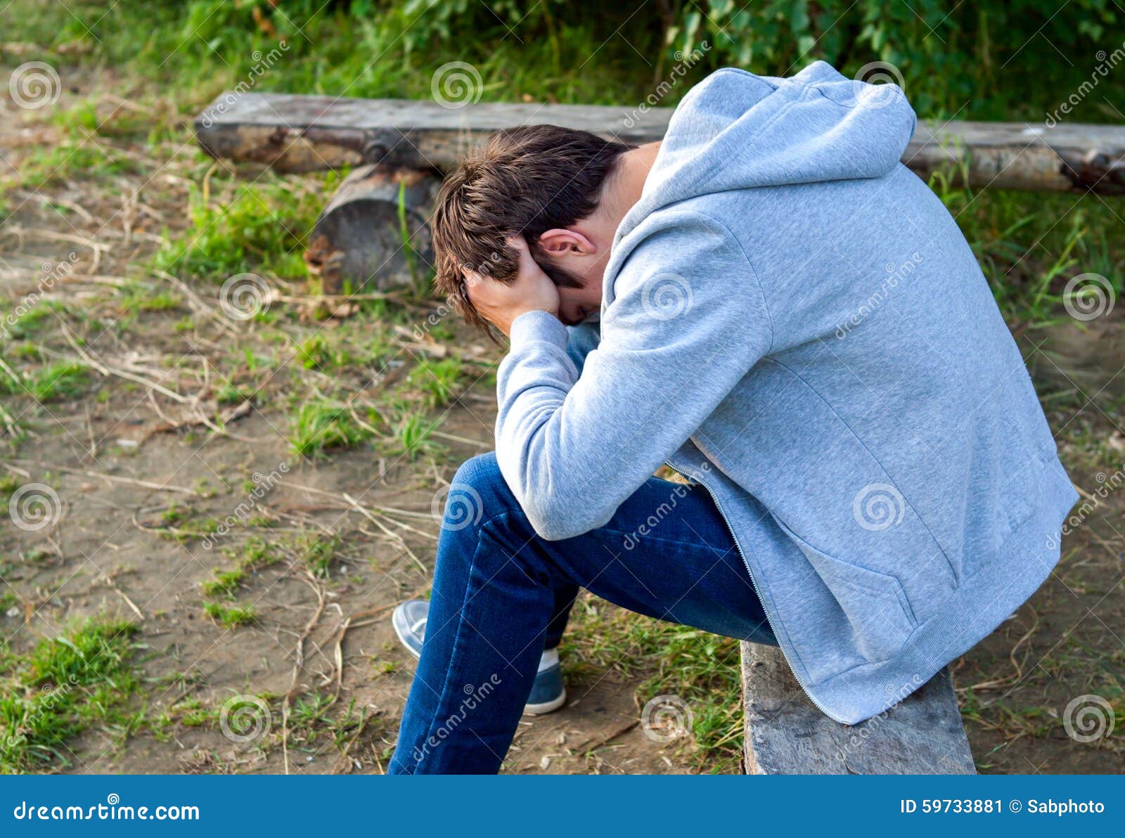 Sad Young Man outdoor stock image. Image of single, stress - 59733881