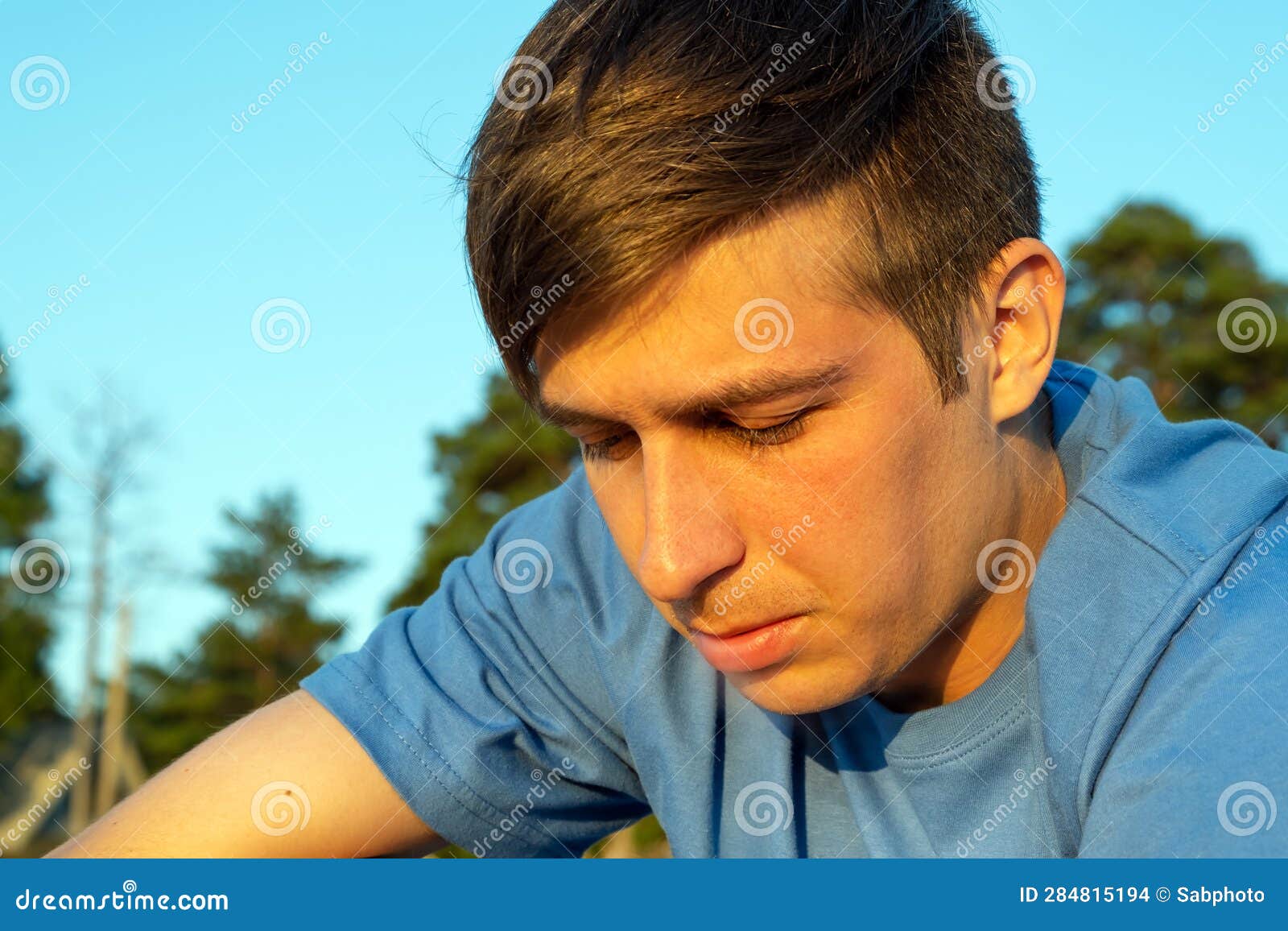 Sad Young Man stock photo. Image of unhappy, loneliness - 284815194