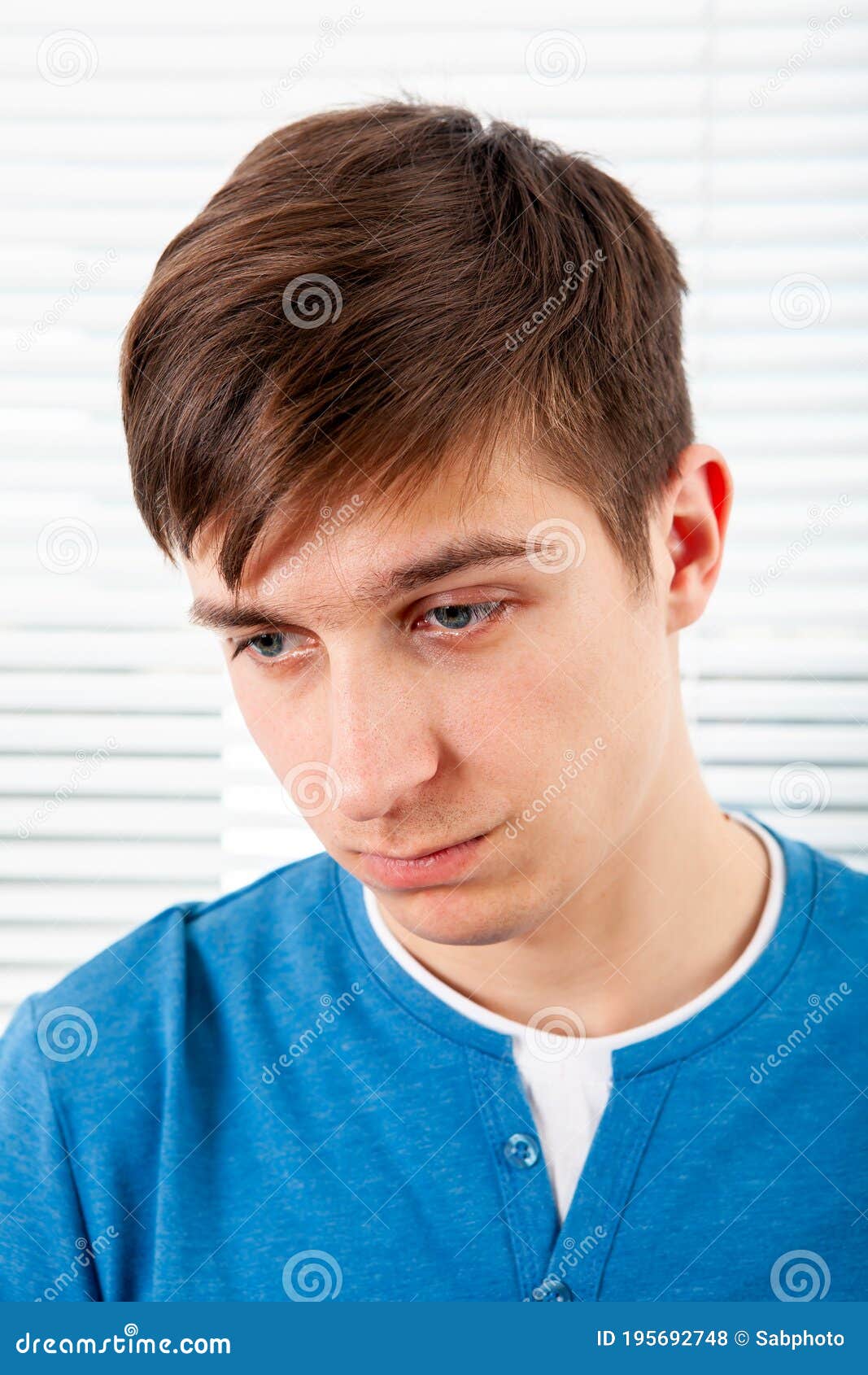 Sad Young Man stock photo. Image of fail, closeup, cheerless - 195692748