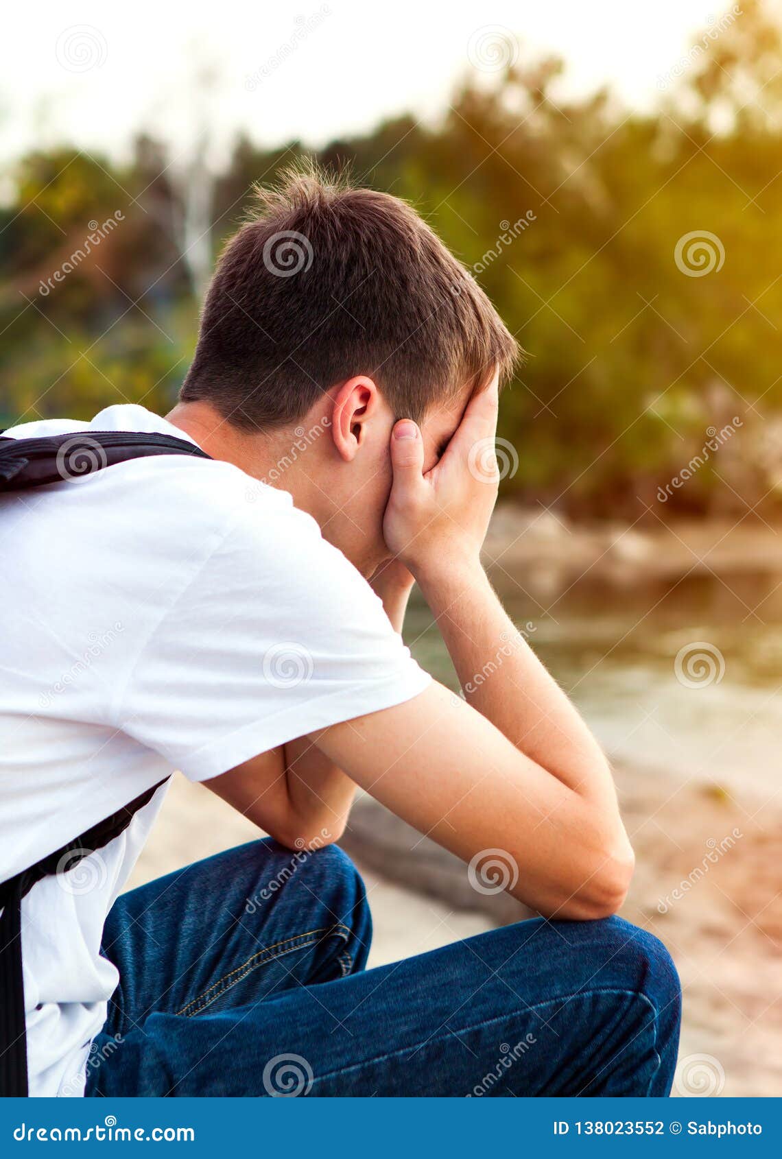 Sad Young Man stock photo. Image of face, sorrow, dolour - 138023552