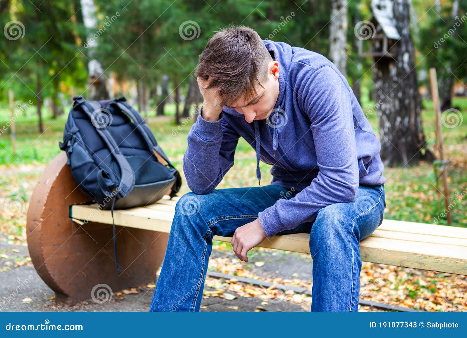Sad Young Man stock image. Image of outside, sorrow - 191077343