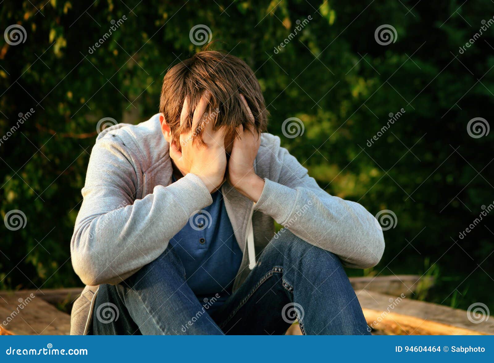 Sad Young Man stock photo. Image of depression, casual - 94604464