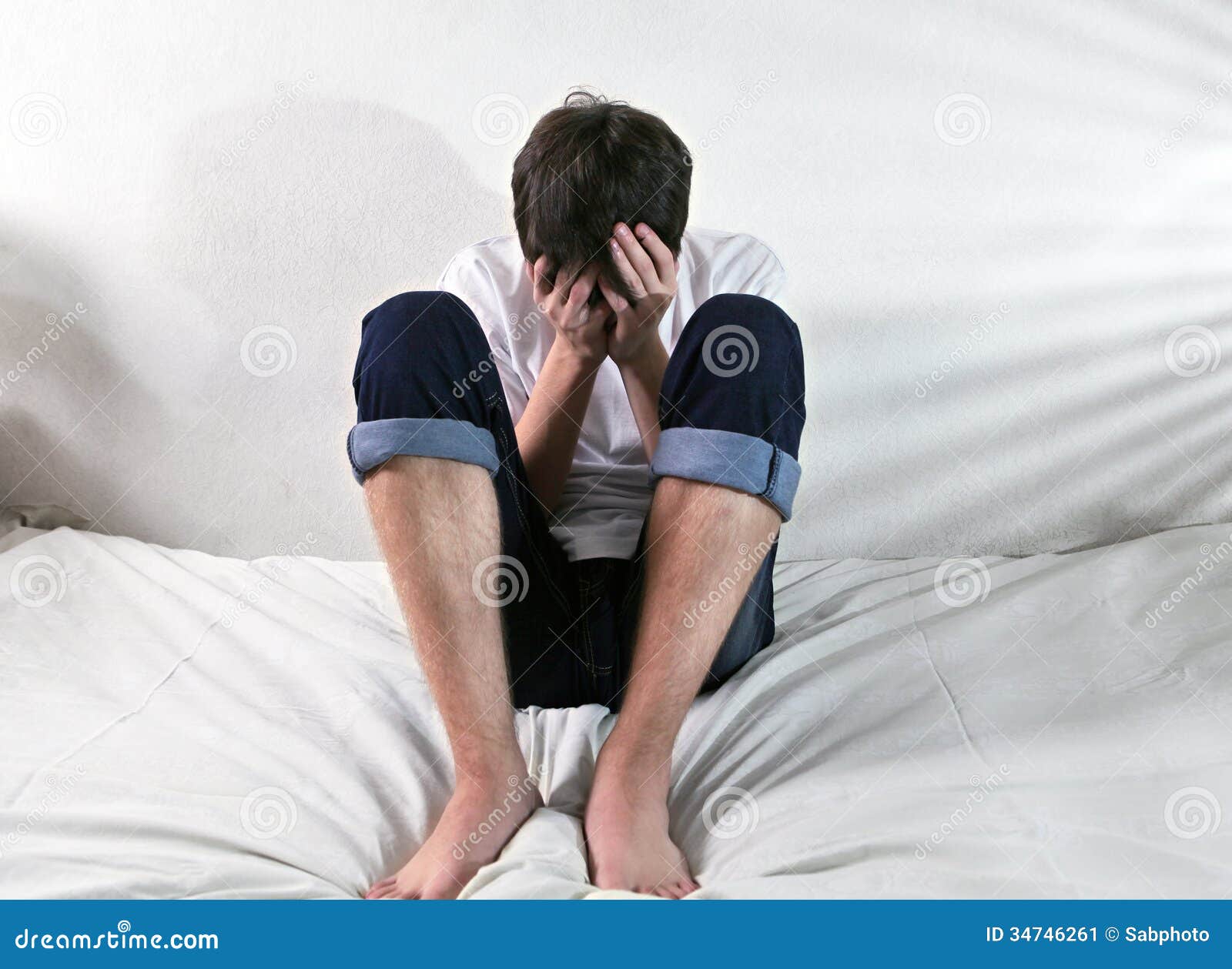 Sad Young Man stock image. Image of feet, depression - 34746261