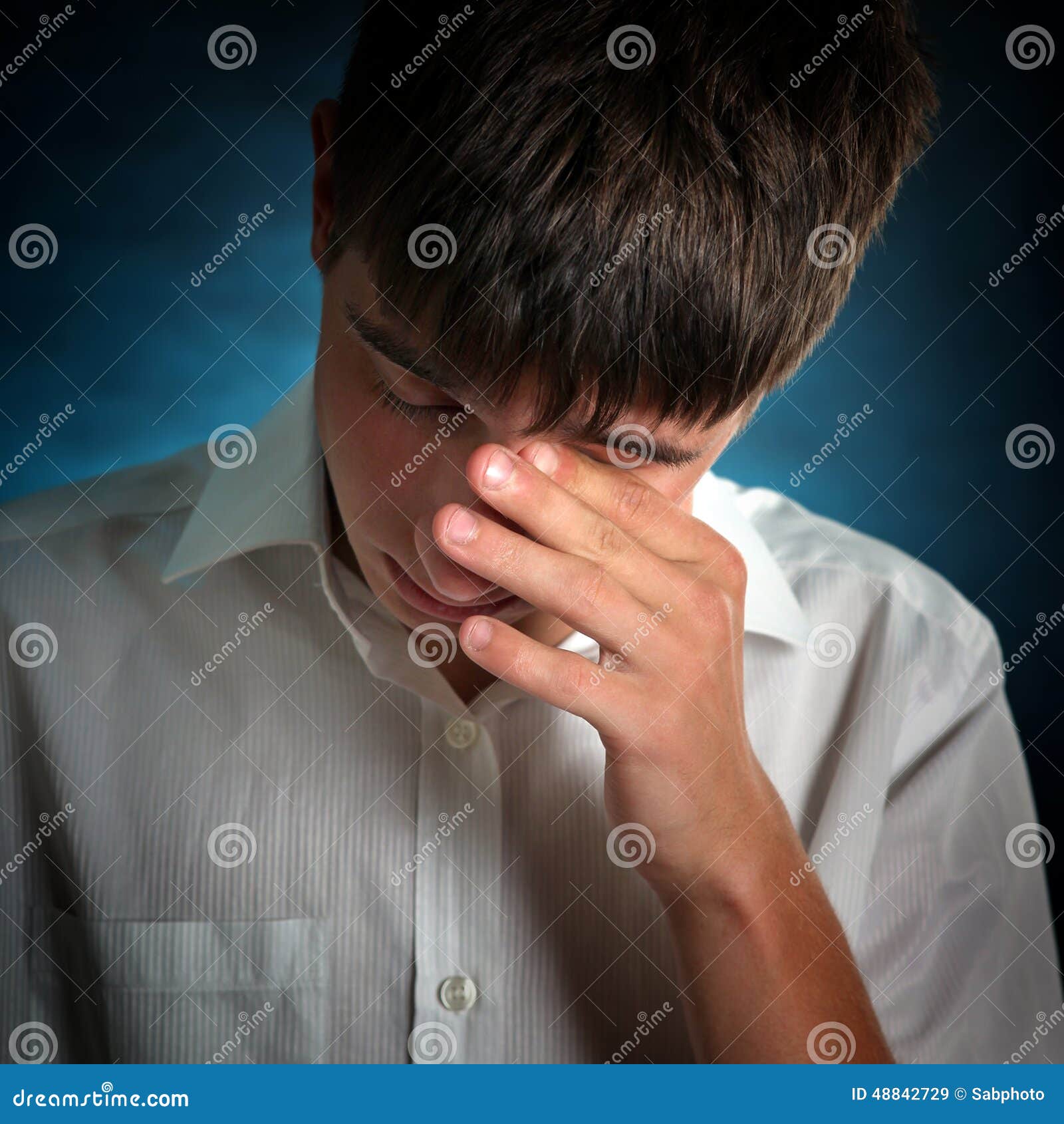 Sad Young Man stock image. Image of pensive, fail, head - 48842729