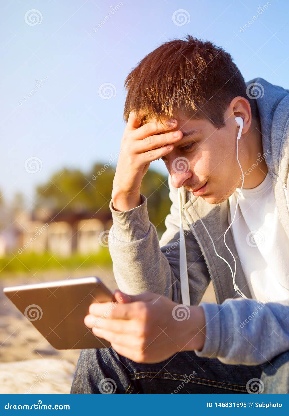 Sad Young Man stock image. Image of adult, outside, anxiety - 146831595
