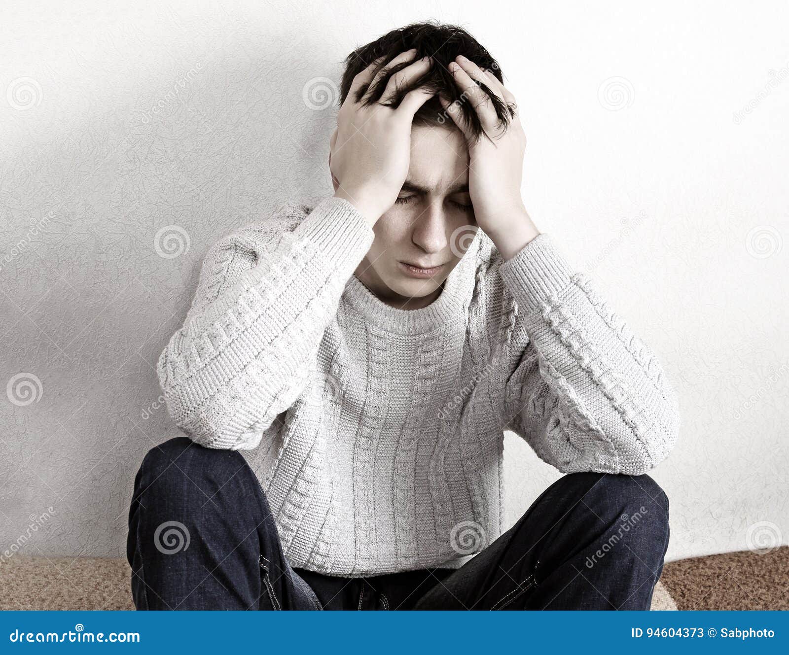 Sad Young Man stock image. Image of sorrowful, stress - 94604373