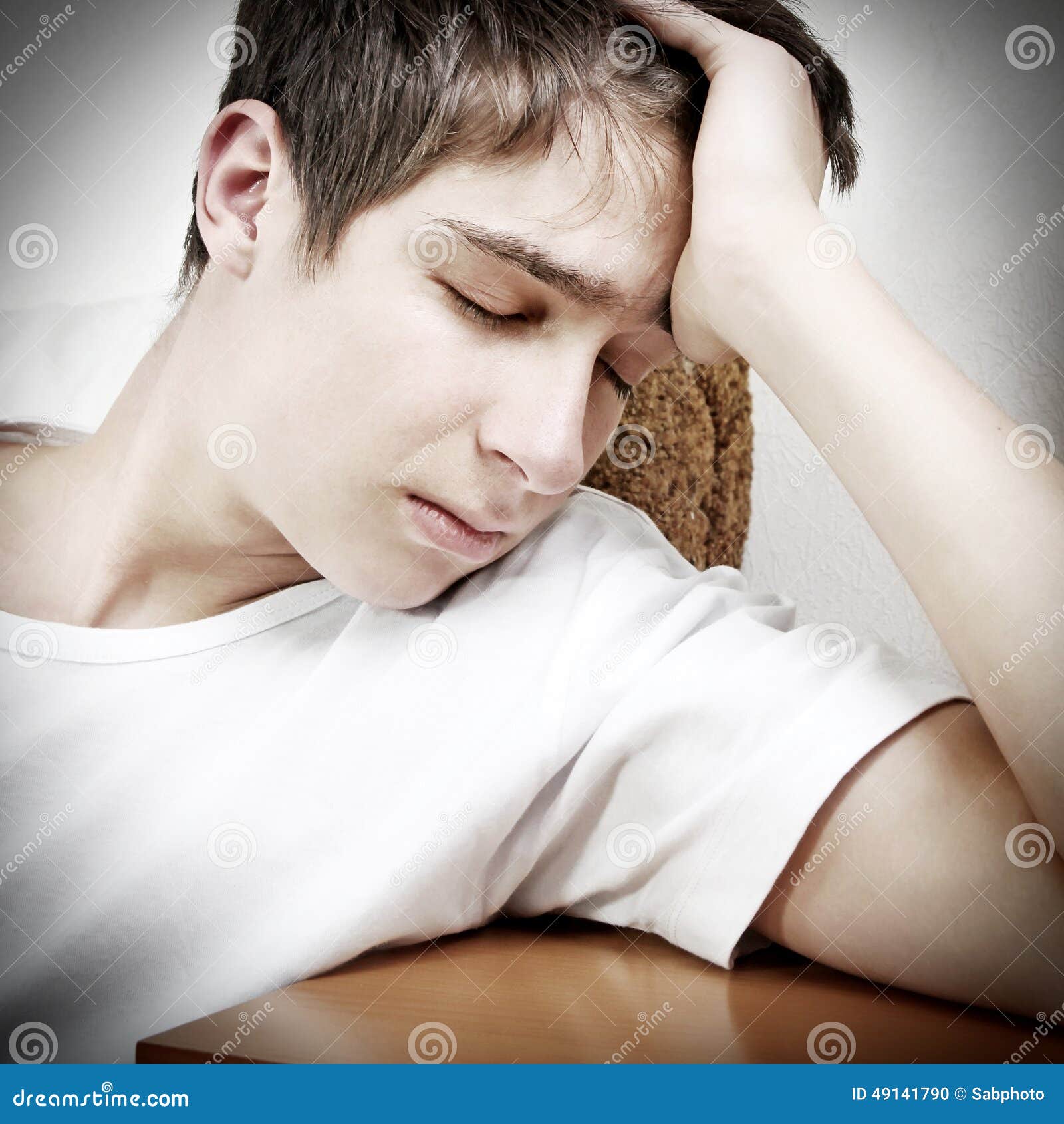 Sad Young Man stock photo. Image of stress, sadness, sick - 49141790