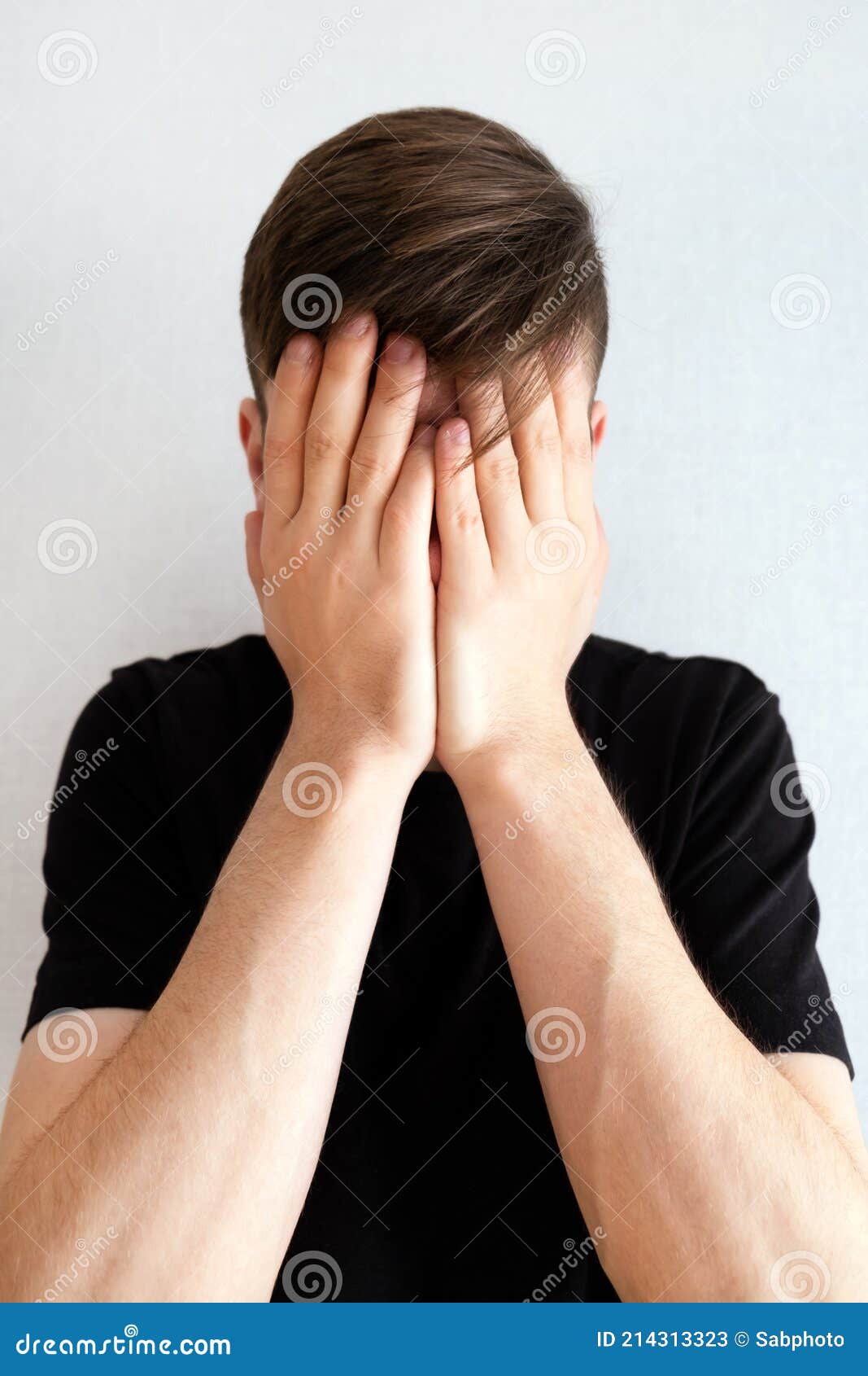 Sad Young Man stock image. Image of depression, head - 214313323