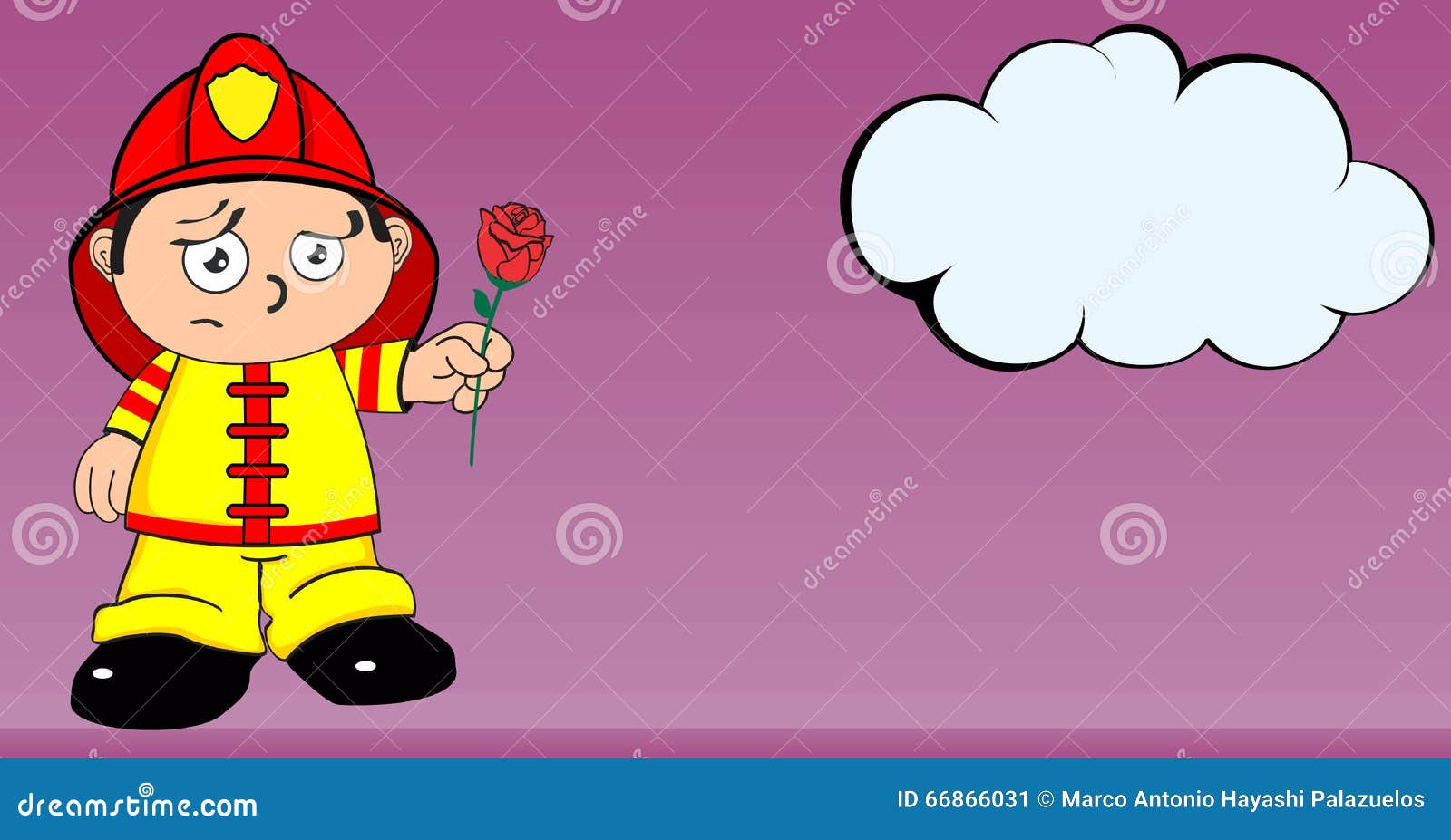 Sad Young Rose Firefighter Kid Cartoon Background Royalty-Free Stock ...
