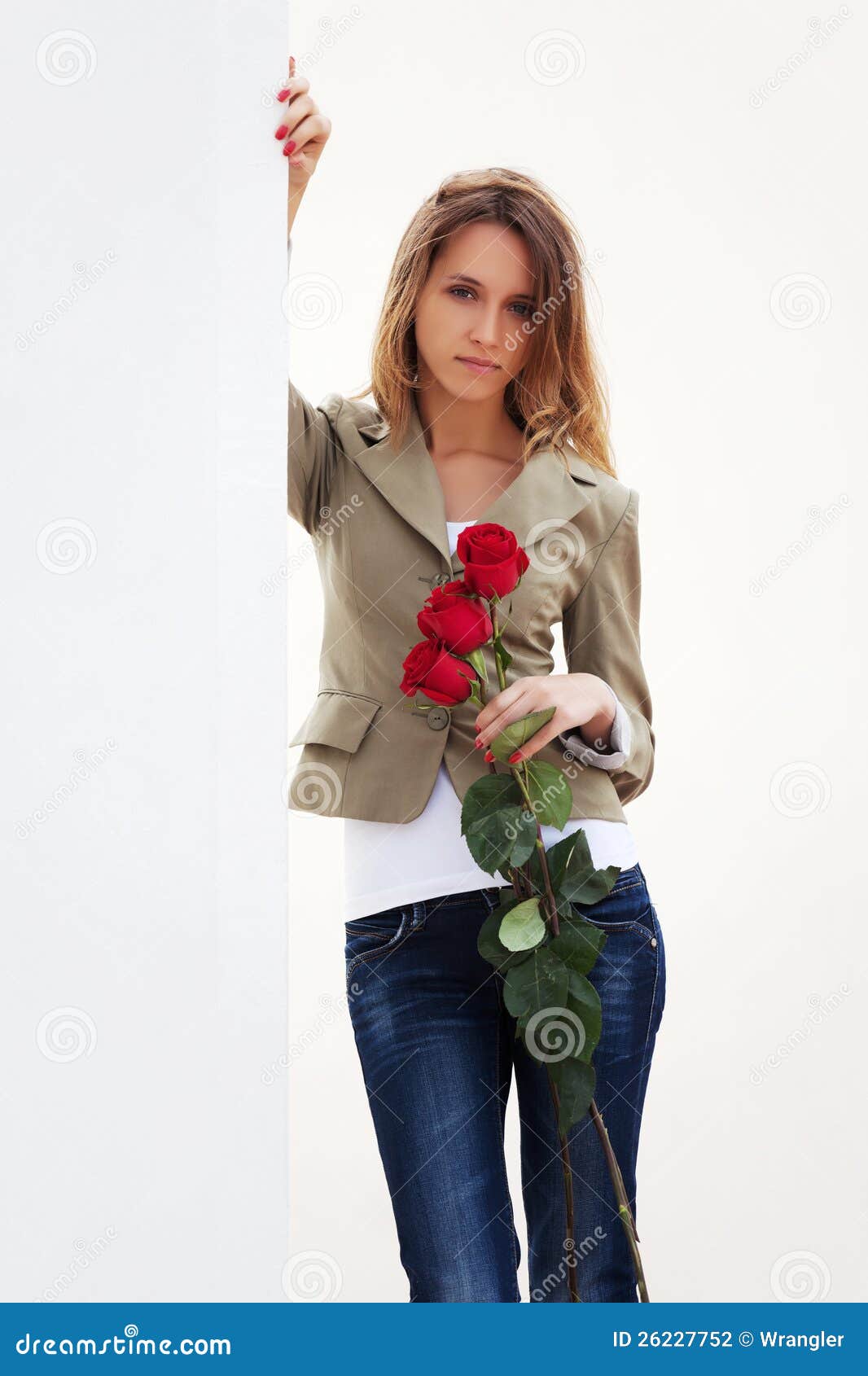 Sad Young Woman with a Red Roses Stock Photo - Image of female ...