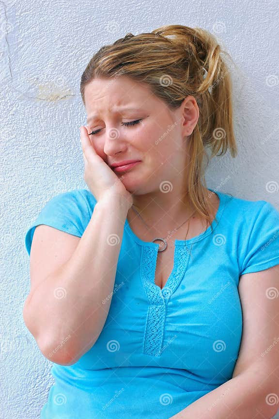 Sad Young Woman Crying Alone. Stock Image - Image of hurt, emotions ...