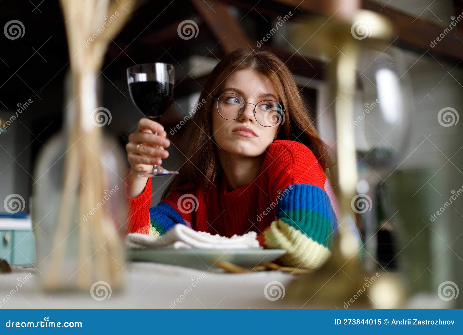 Sad Young Woman on a Date in a Restaurant, Quarrel in a Relationship ...