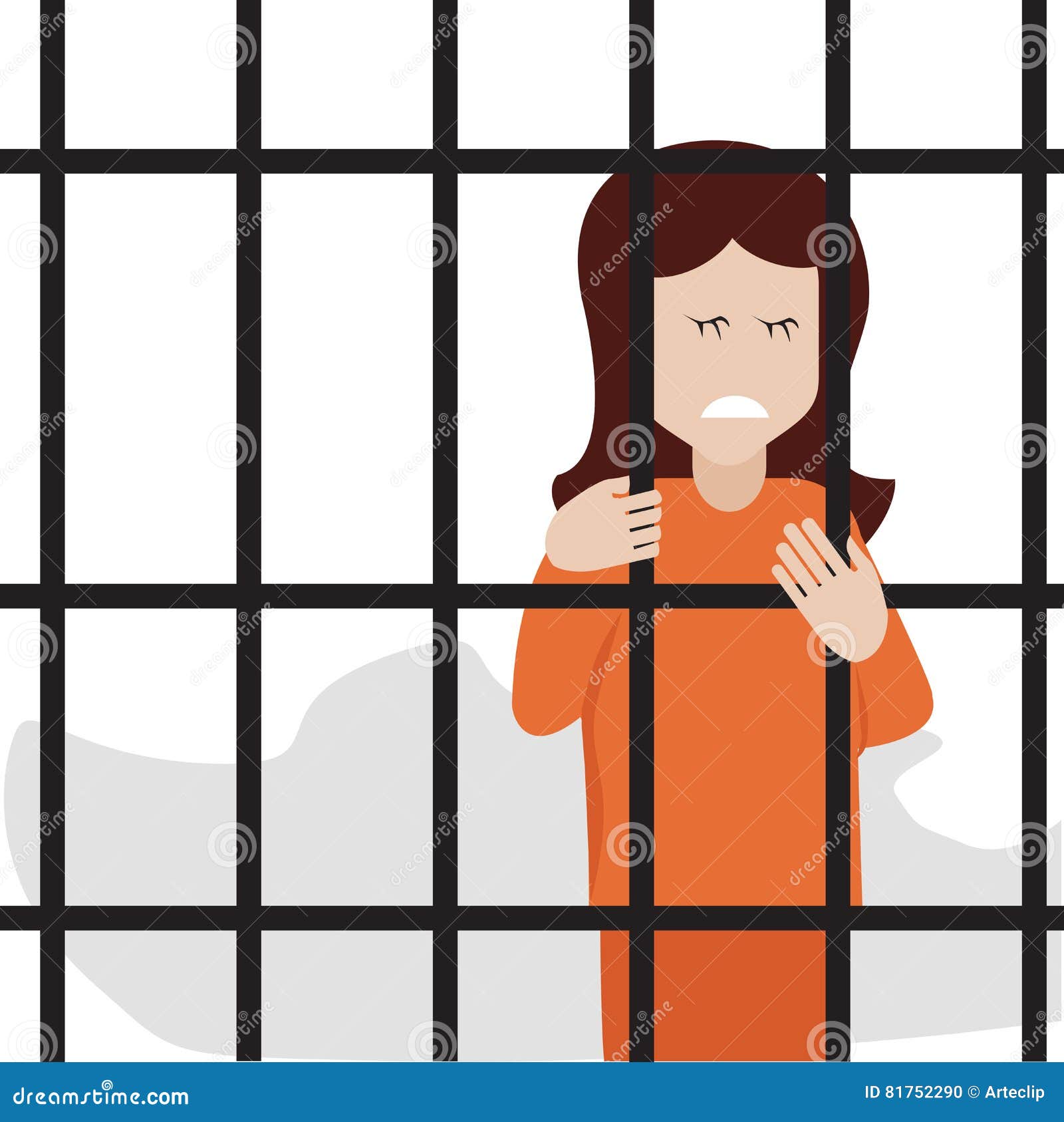 Sad Young Woman in Jail stock vector. Illustration of sentence - 81752290