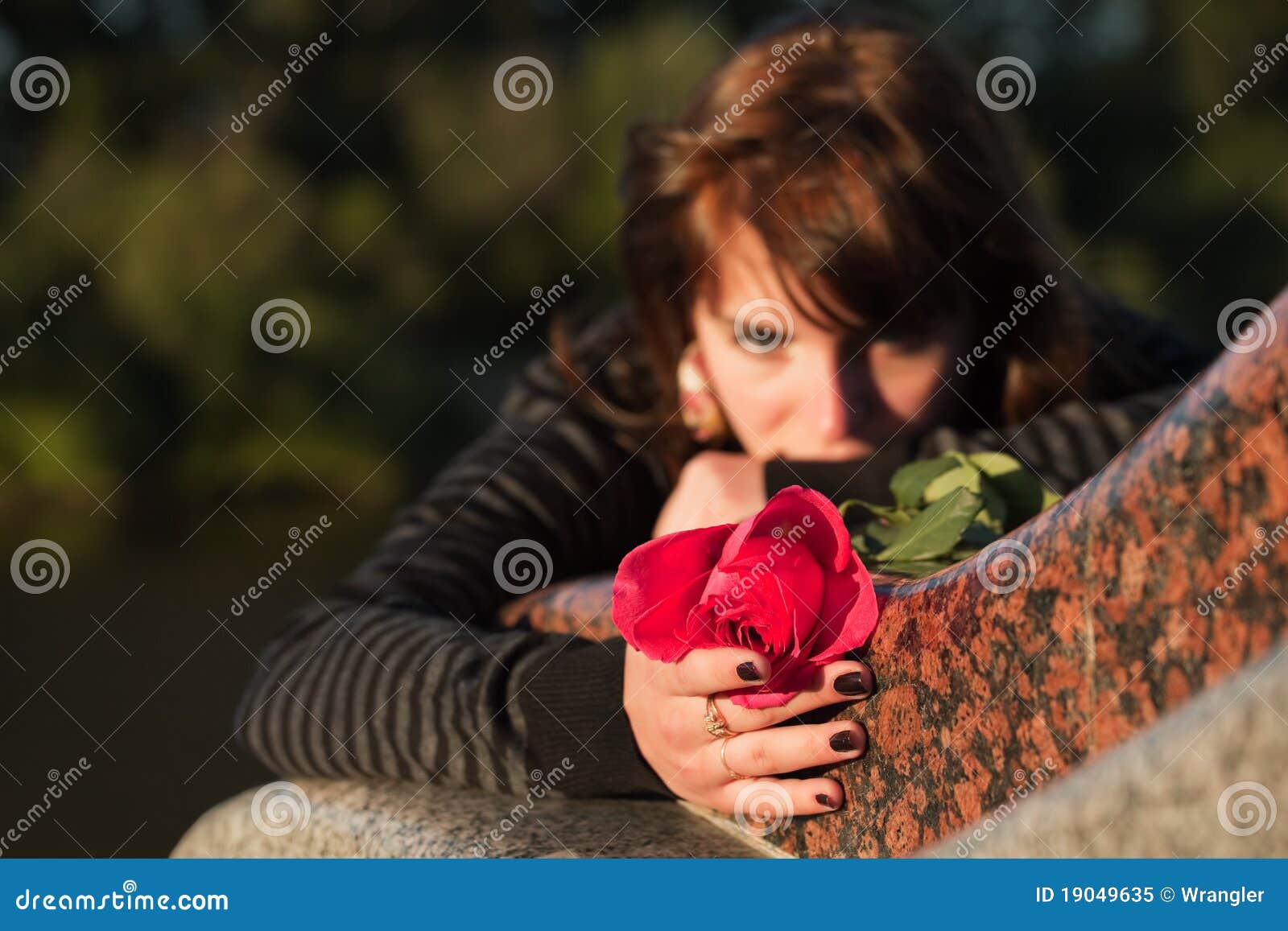 Sad Young Woman with a Rose Stock Image - Image of contemplation ...
