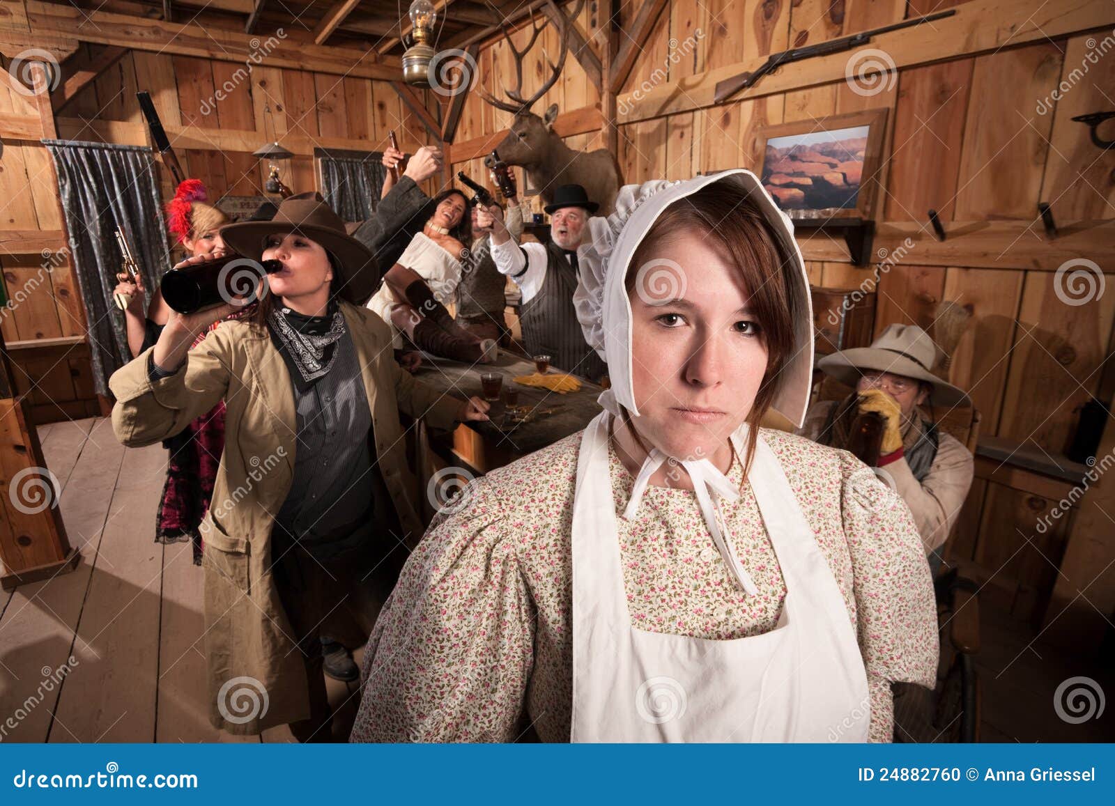 Sad Young Woman In Rowdy Bar Royalty-Free Stock Image | CartoonDealer ...
