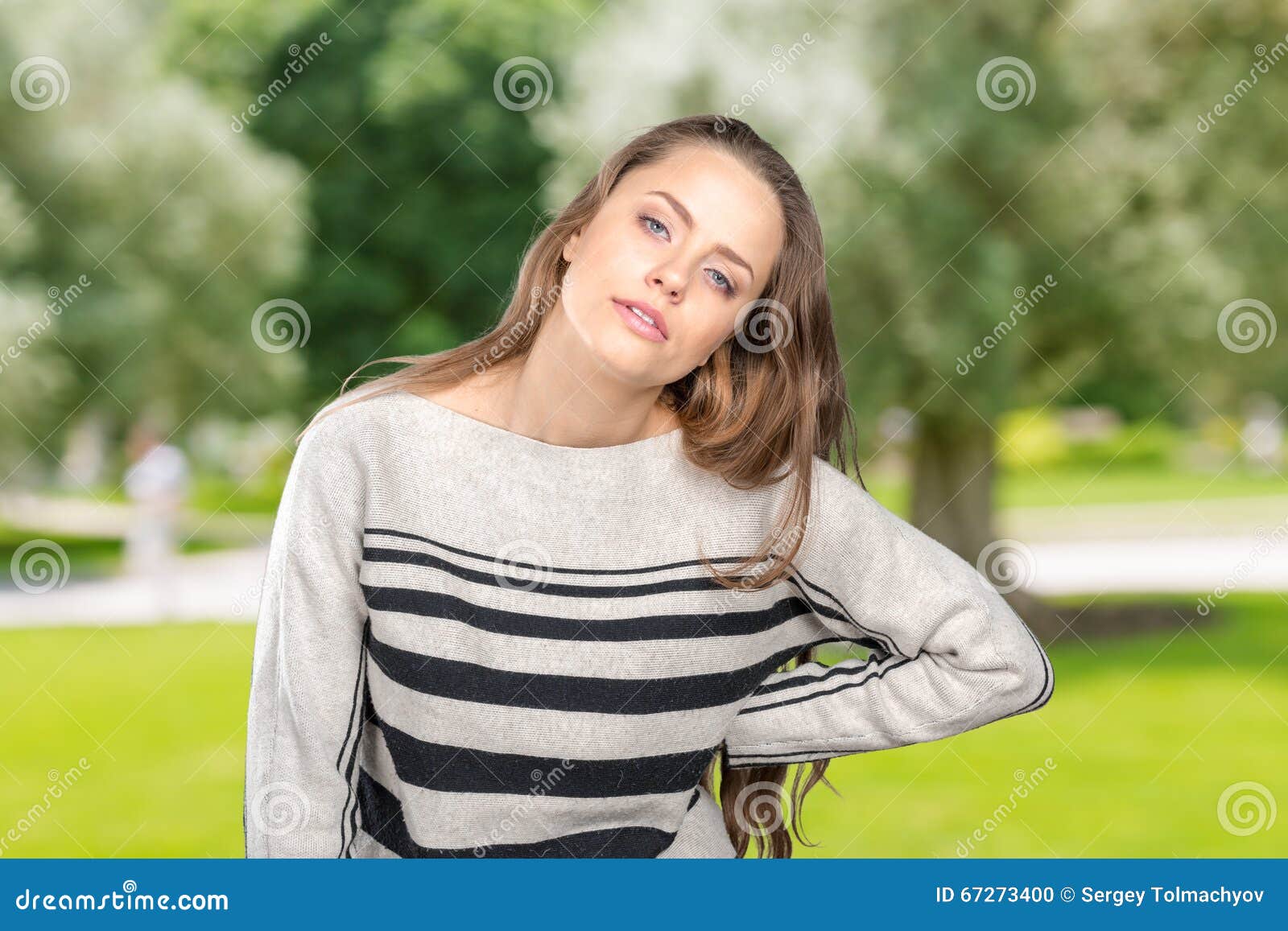 Sad young woman standing stock photo. Image of face, expression - 67273400