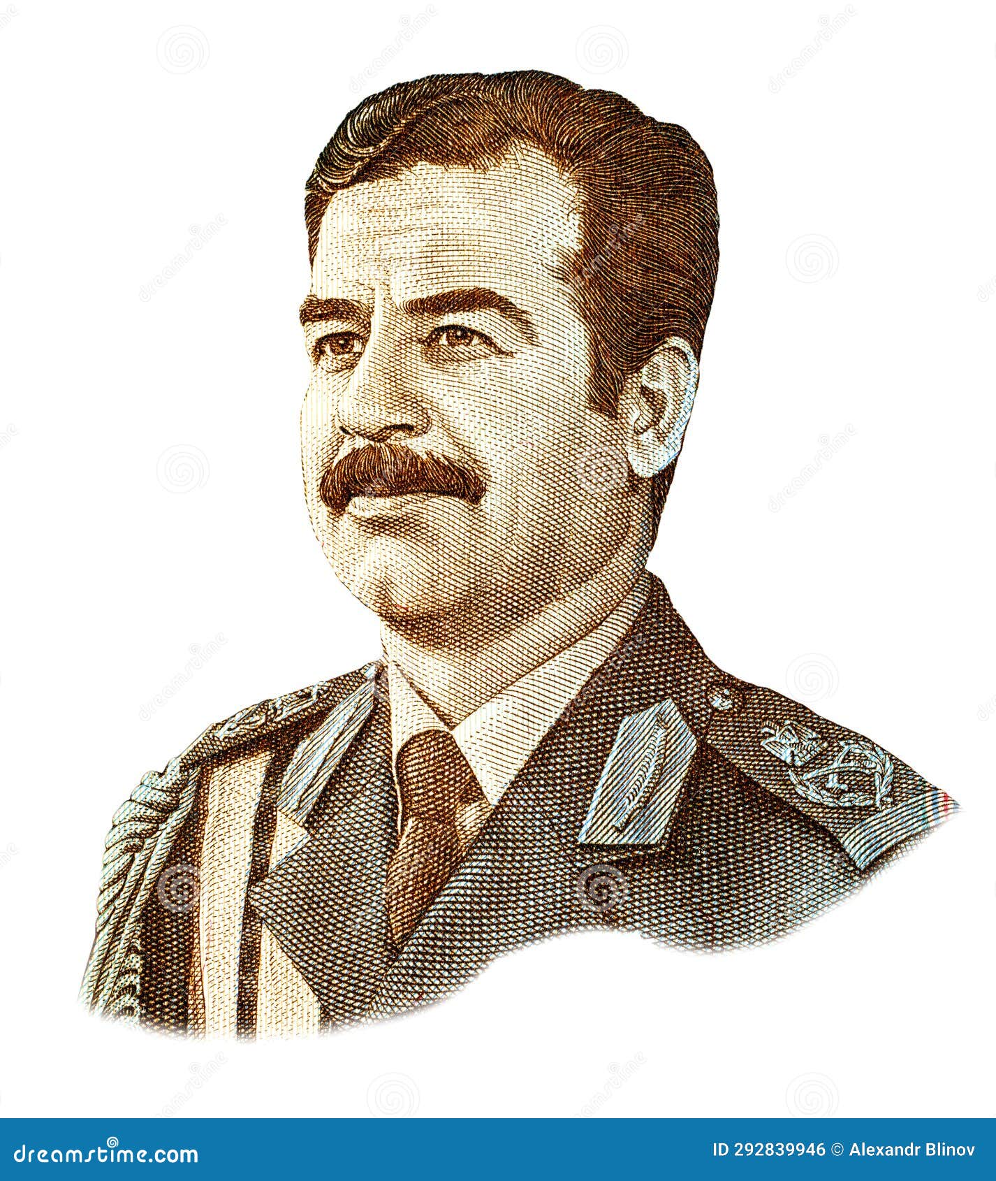 Saddam Hussein (1937-2006) Portrait from 25 Dinars Iraq Banknote ...