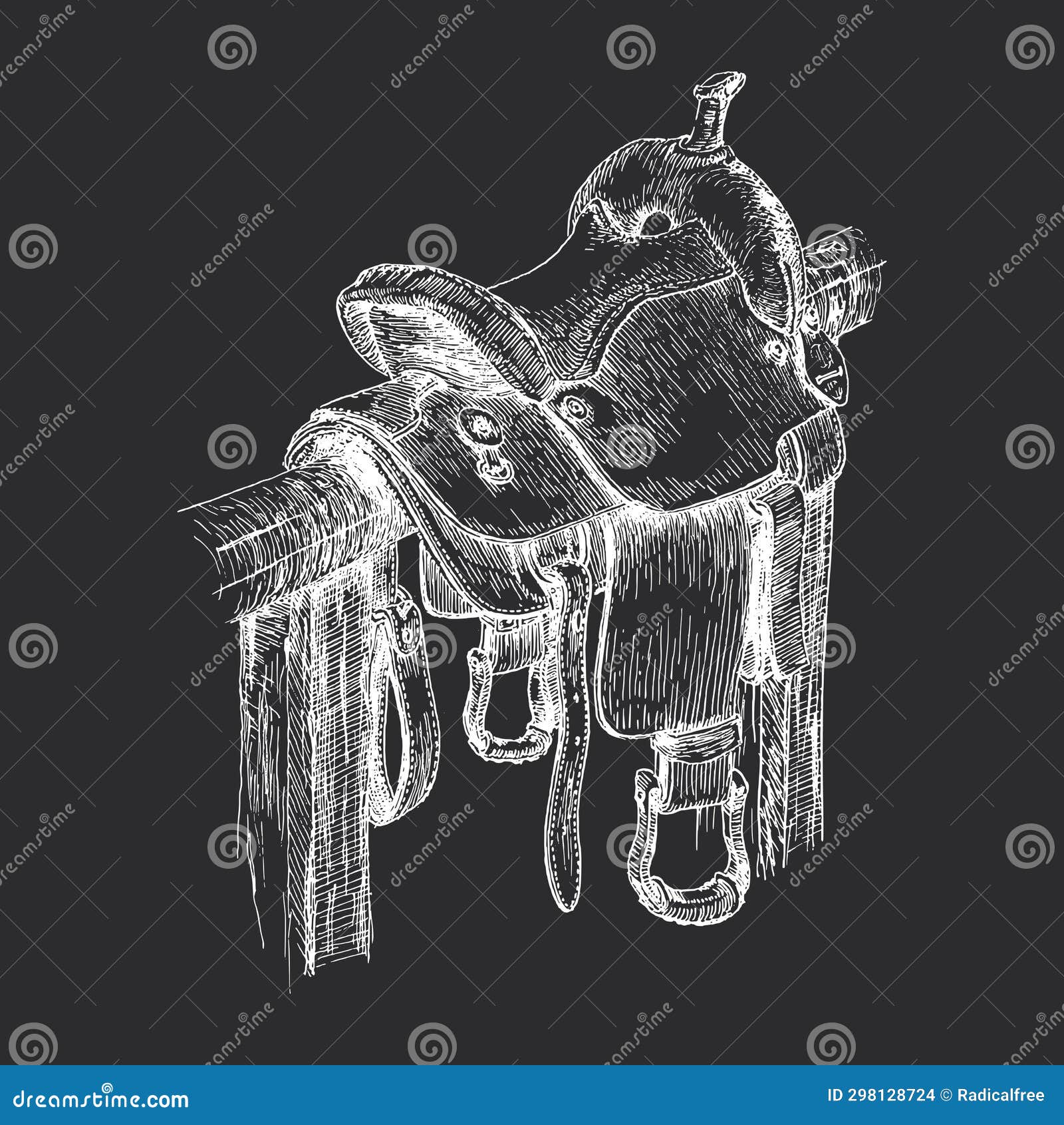 Saddle, Sketch in Vector, Hand Drawn Illustration Stock Photo - Image ...