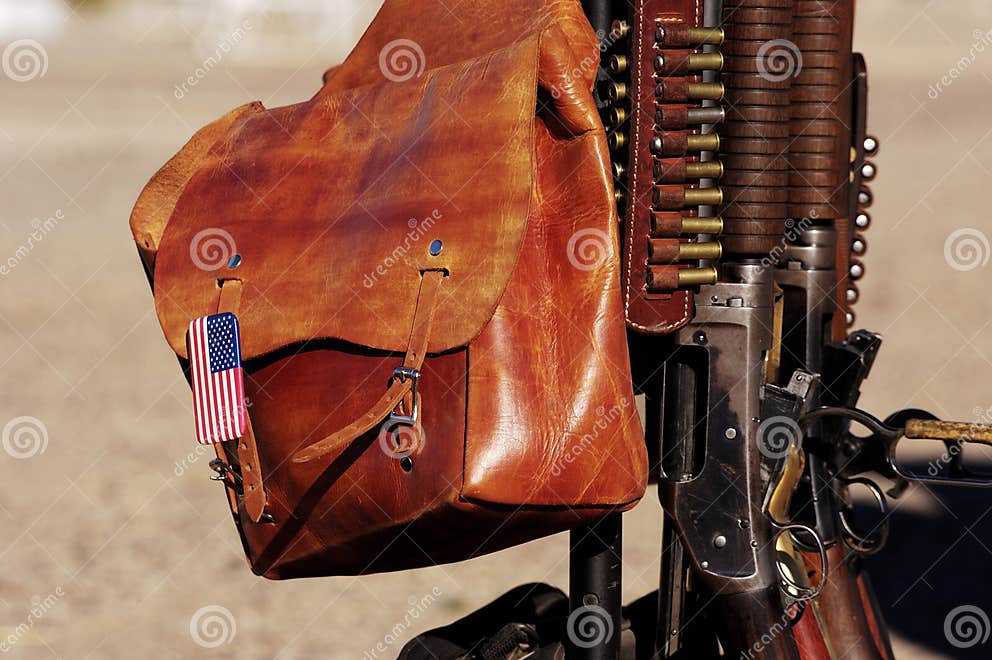 Saddlebag stock photo. Image of rifle, cartrages, saddlebag - 325228
