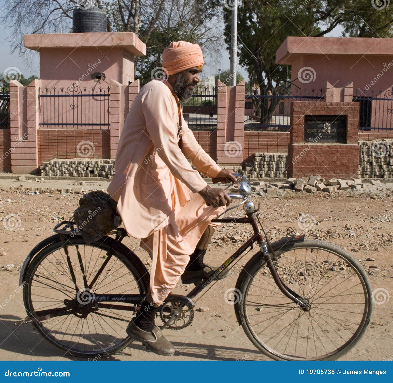 Sadhu on bicycle editorial stock photo. Image of beard - 19705738