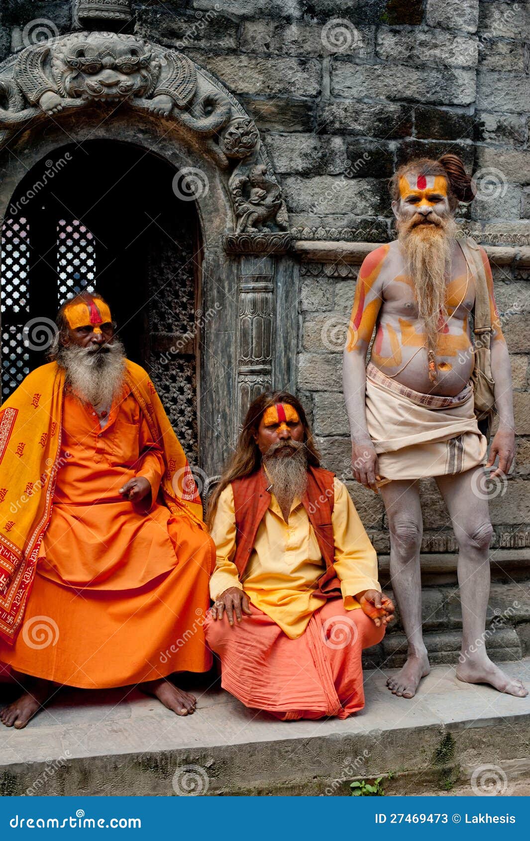 Sadhu Men, Blessing in Pashupatinath Temple Editorial Stock Photo ...