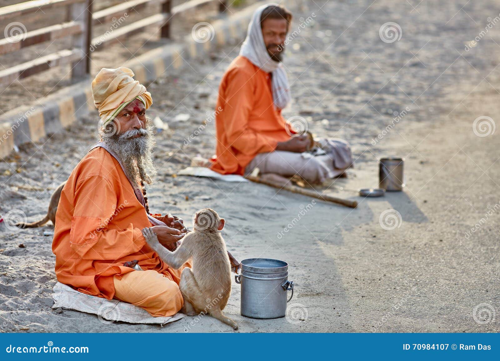 Sadhu with a monkey editorial photography. Image of culture - 70984107