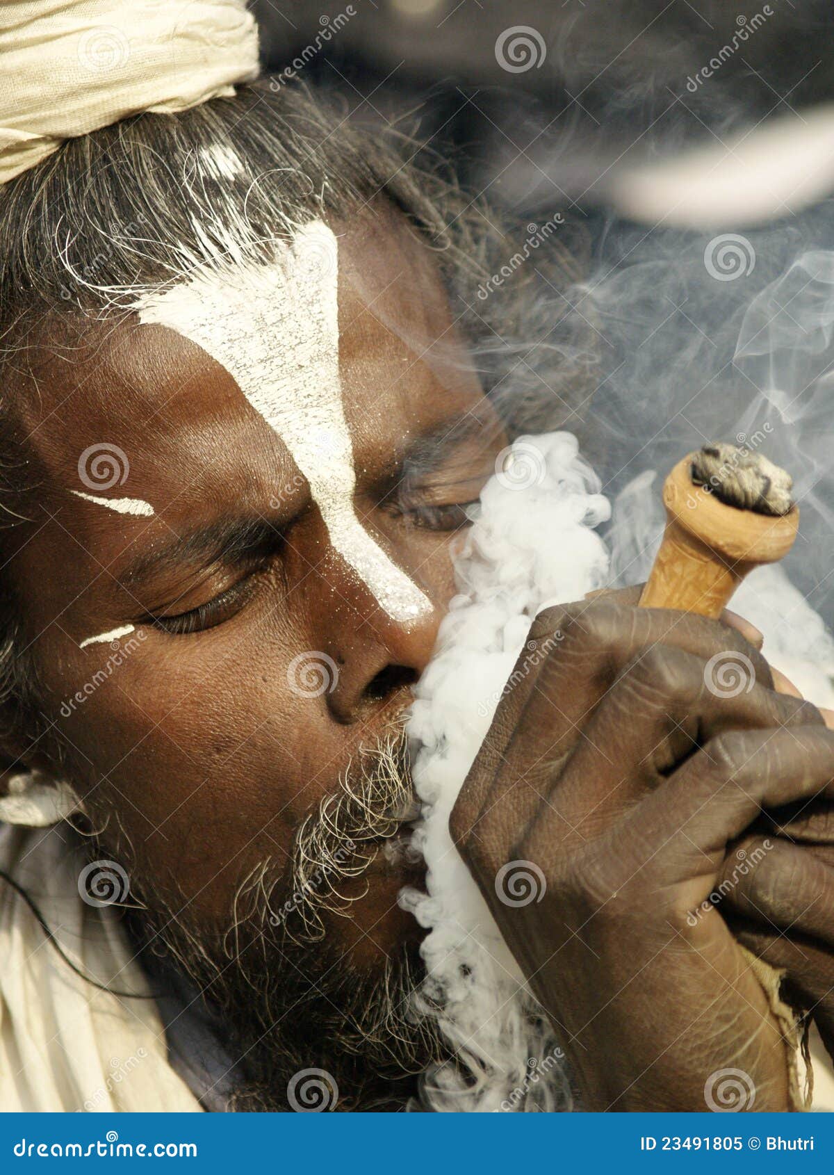 Sadhu Smoking Weed