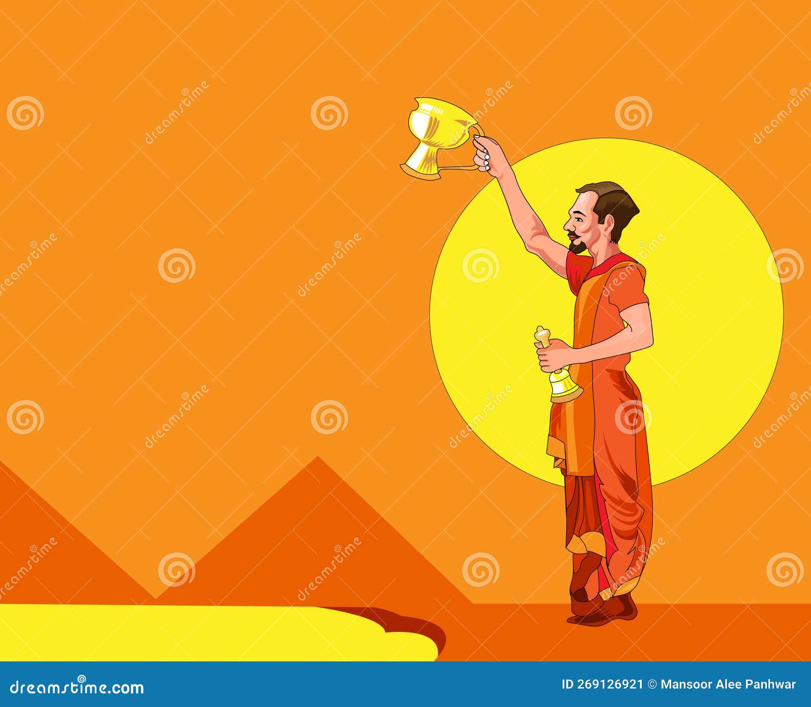 Sadhu in Water Vector Illustration Stock Vector - Illustration of ...